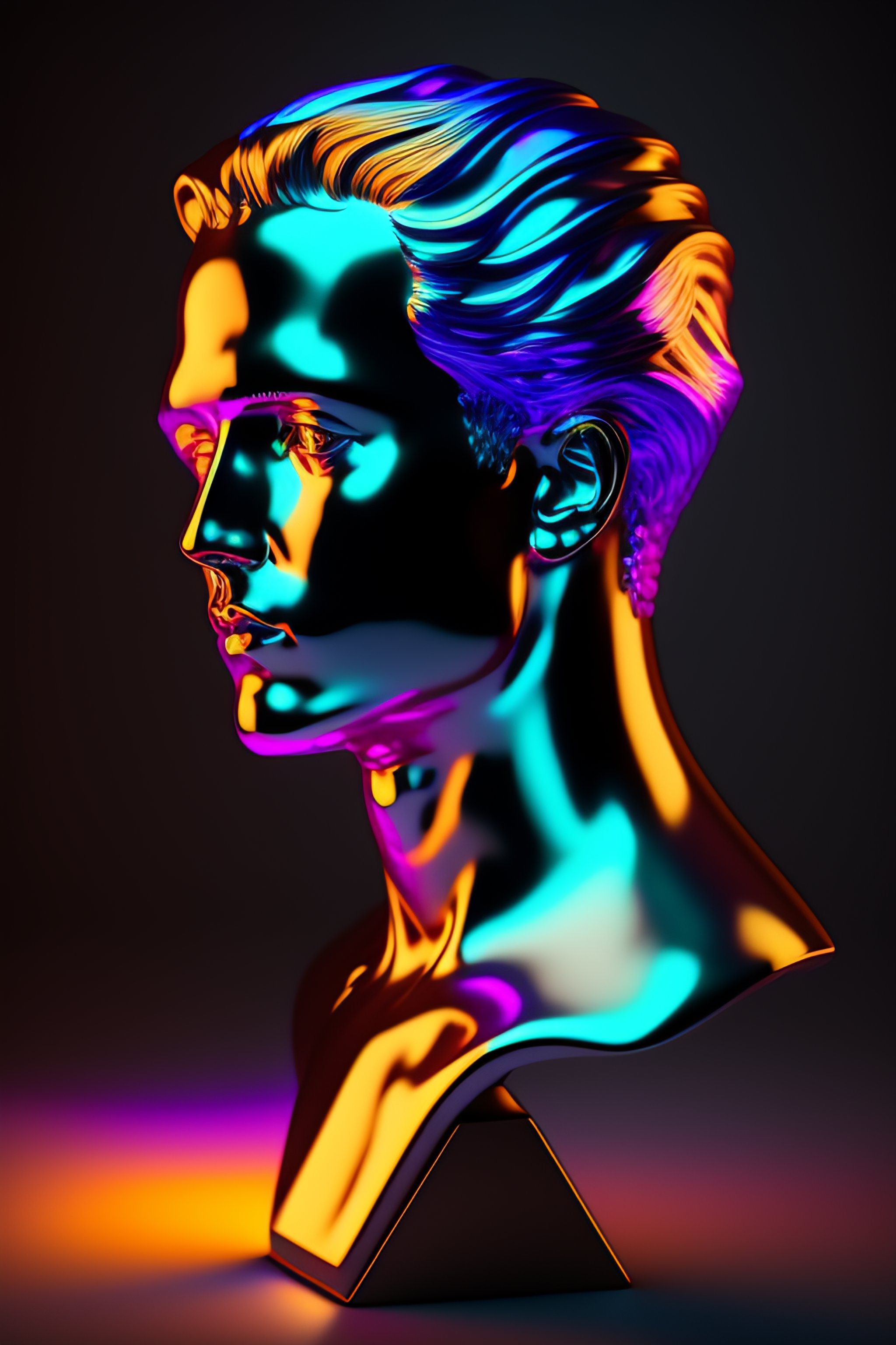Lexica - 8k render of a glowing reflective iridescent male marble bust ...