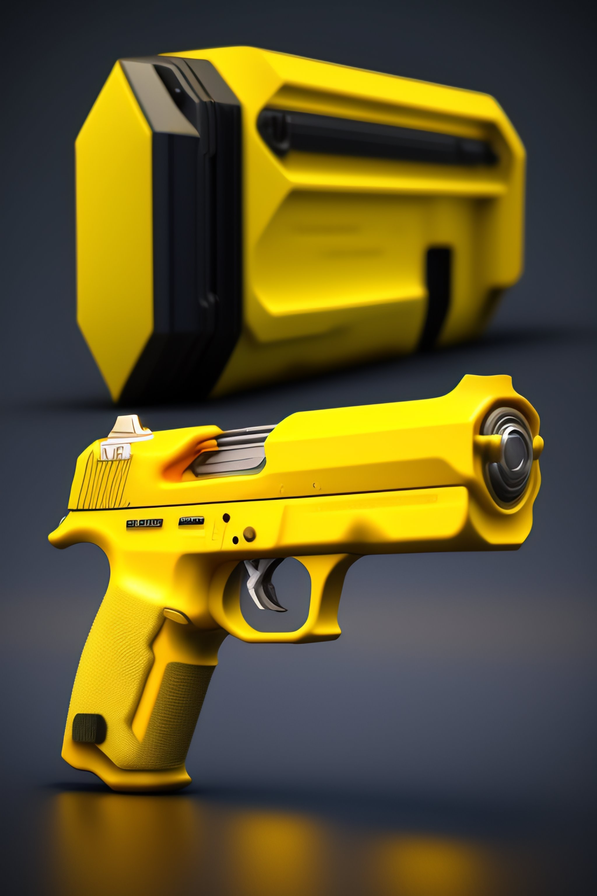 Lexica - Futuristic cyberpunk style 9mm pistol, yellow color