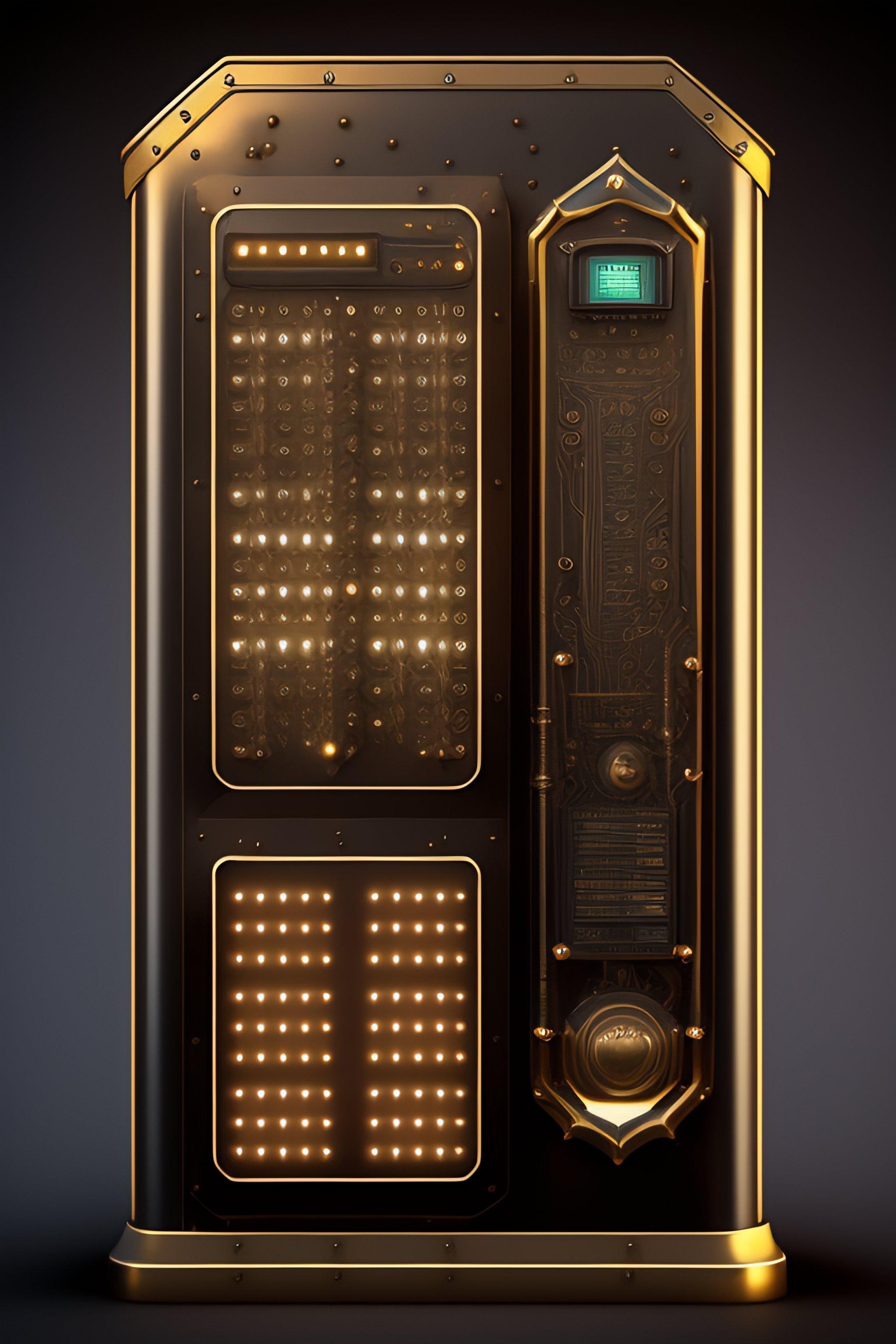 Lexica - Steampunk realistic patent drawing front view of a control ...