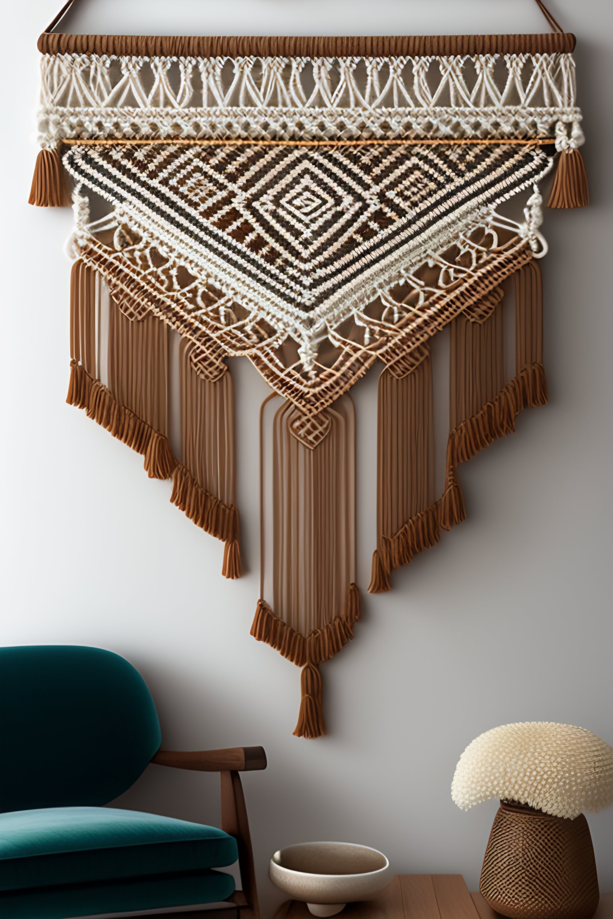Lexica - Beautiful macrame wall hanging, ultra hq photo, hanging in a ...