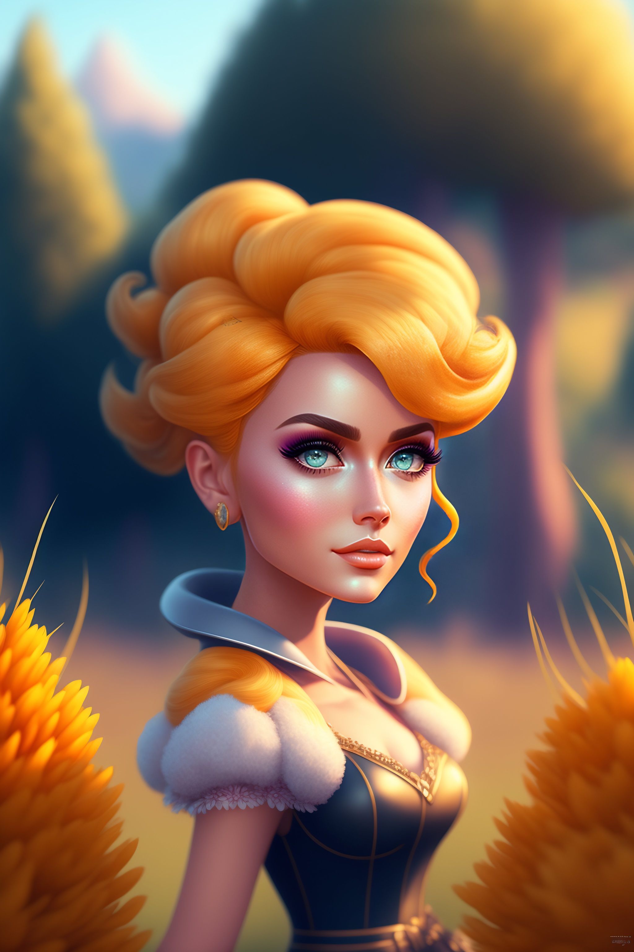 Lexica - View of gorgeous meadow with katy perry, animation pixar style ...