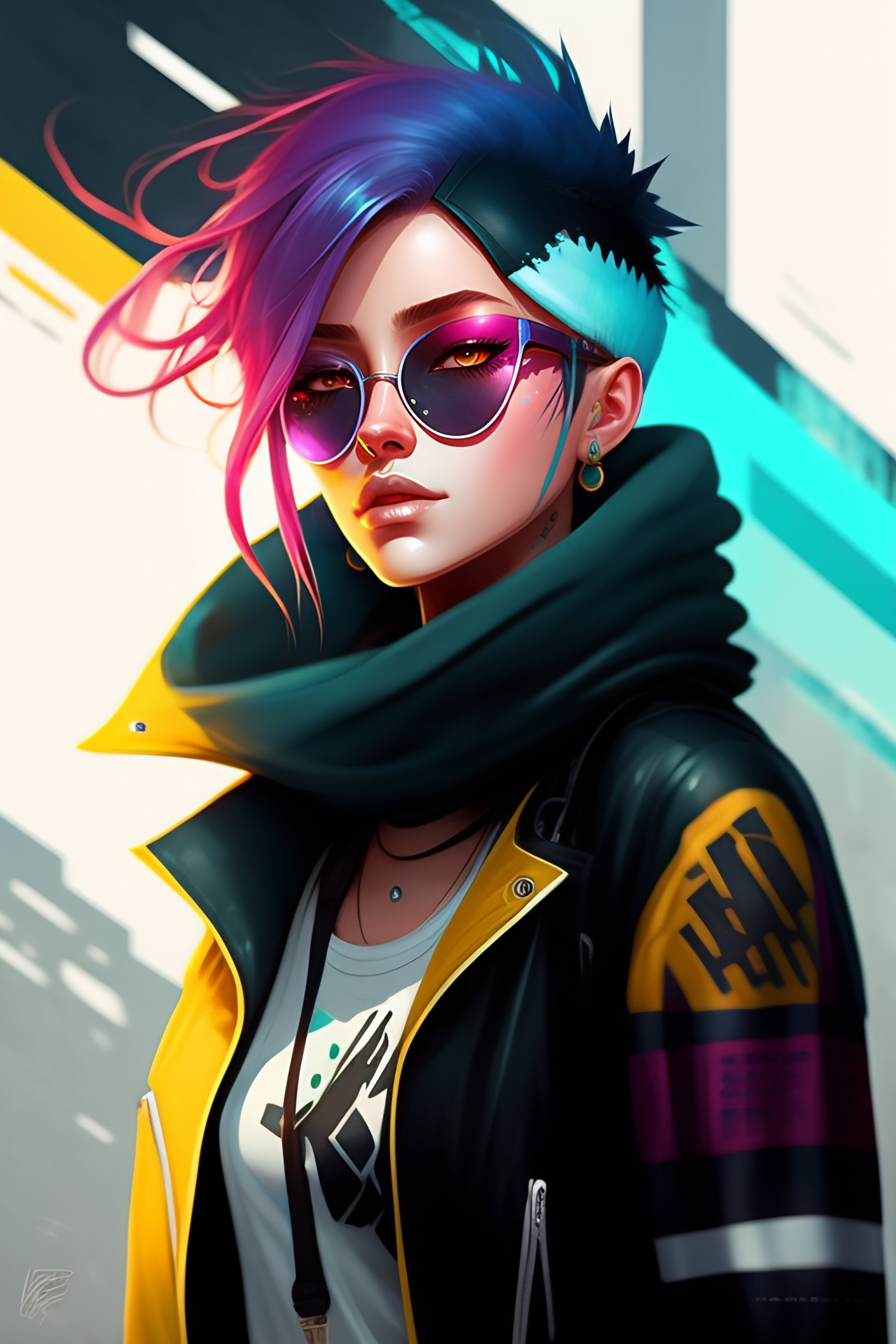 Lexica - Highly detailed portrait of a sewer emo punk lady student ...