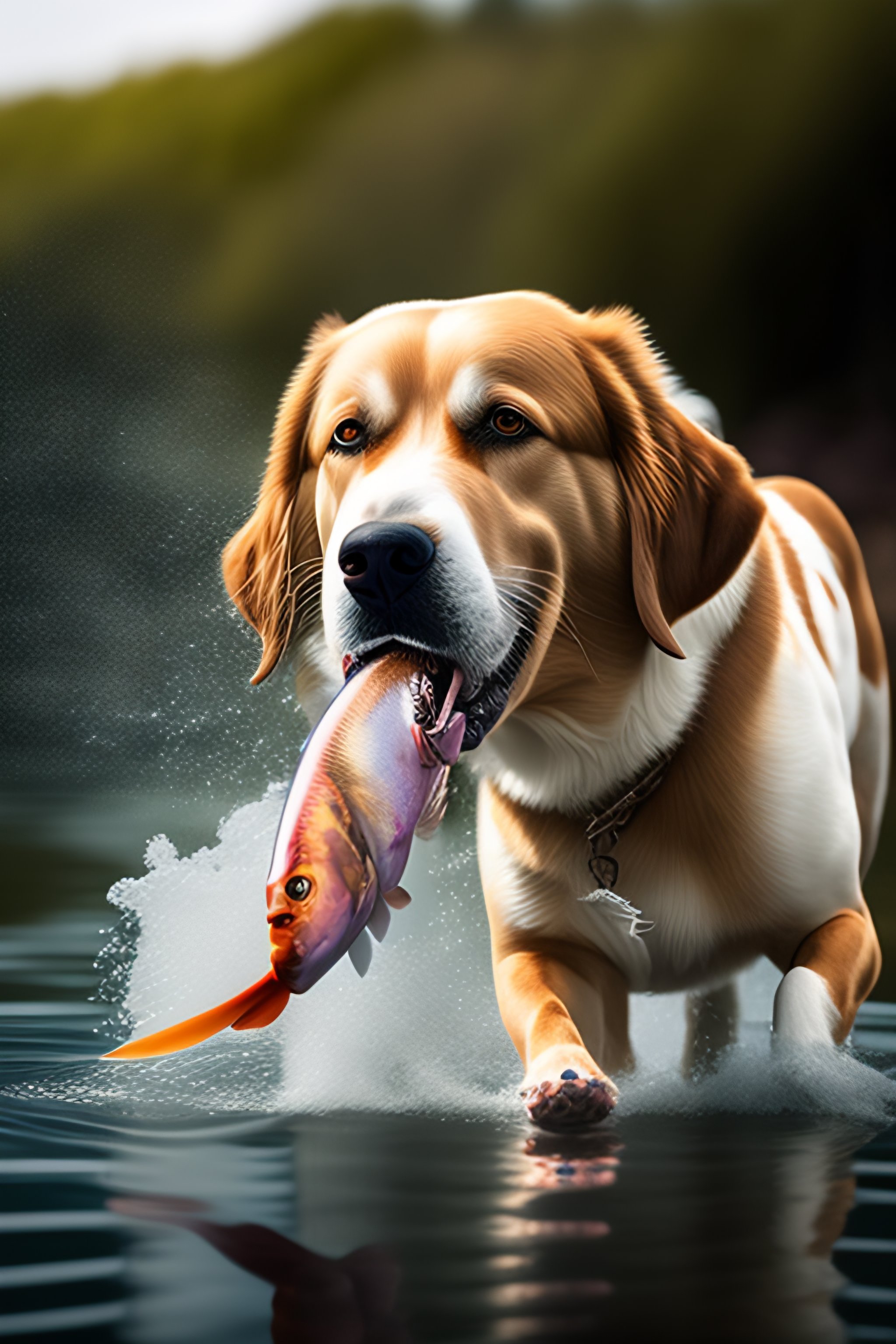 Lexica - Dog bringing fish with mouth
