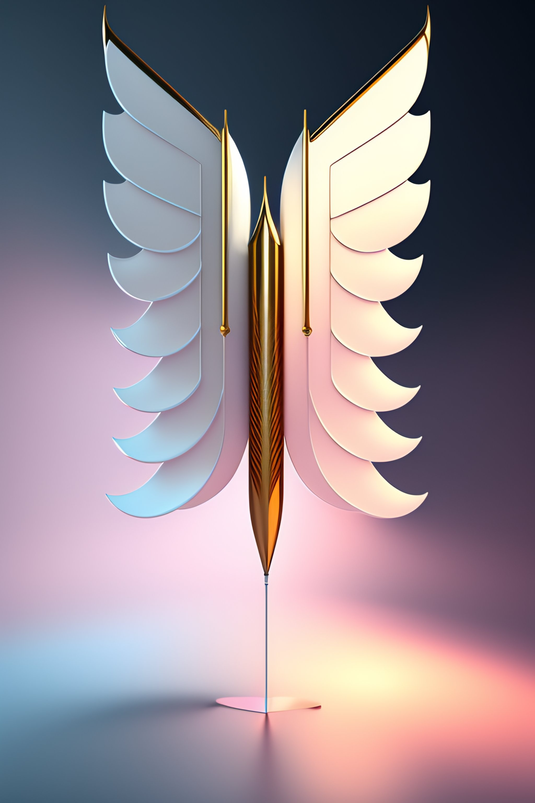 Lexica - 3d render of a wing, arrow quiver, magic wand, majestic ...