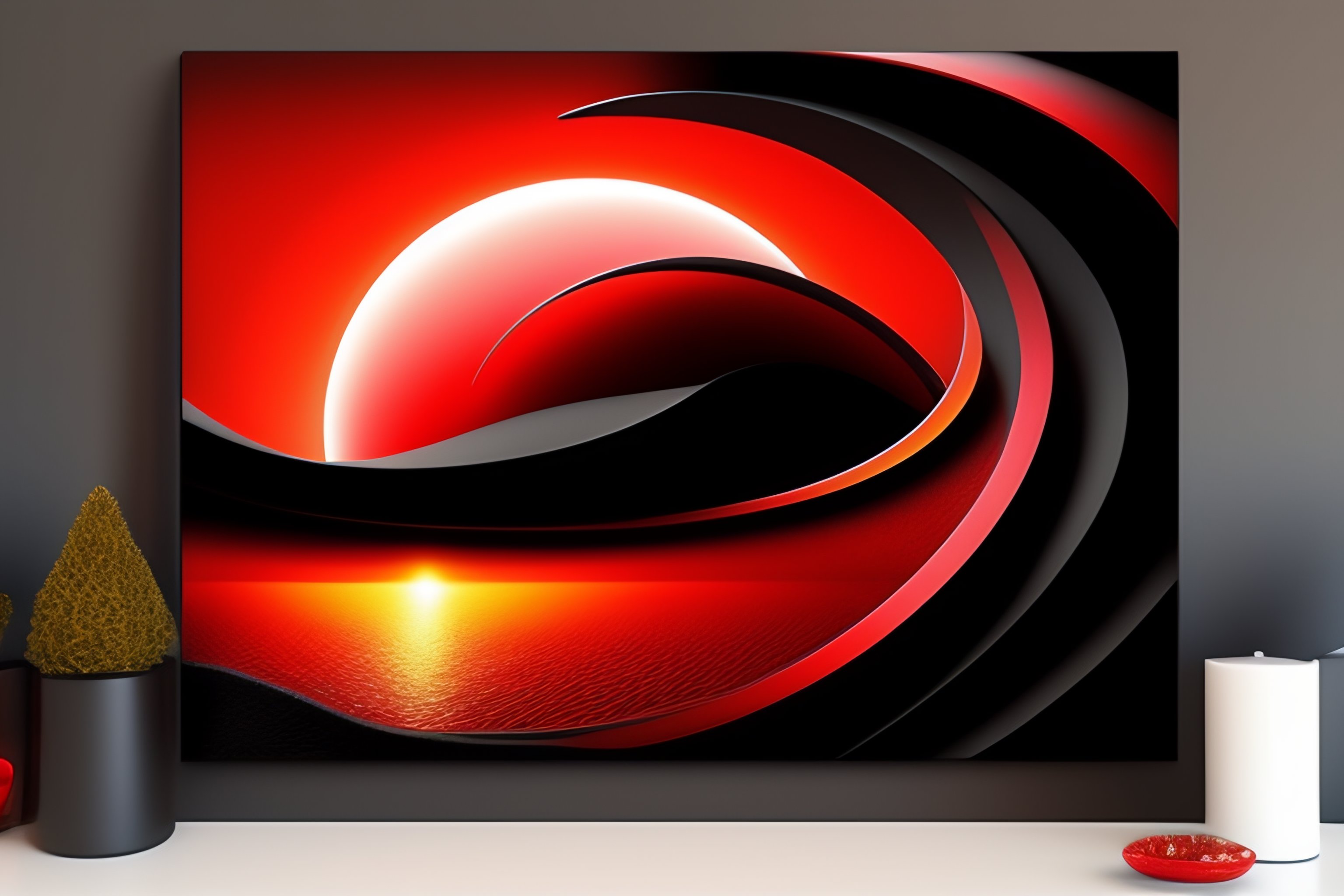 Lexica - 3d romantic abstract black red wall poster