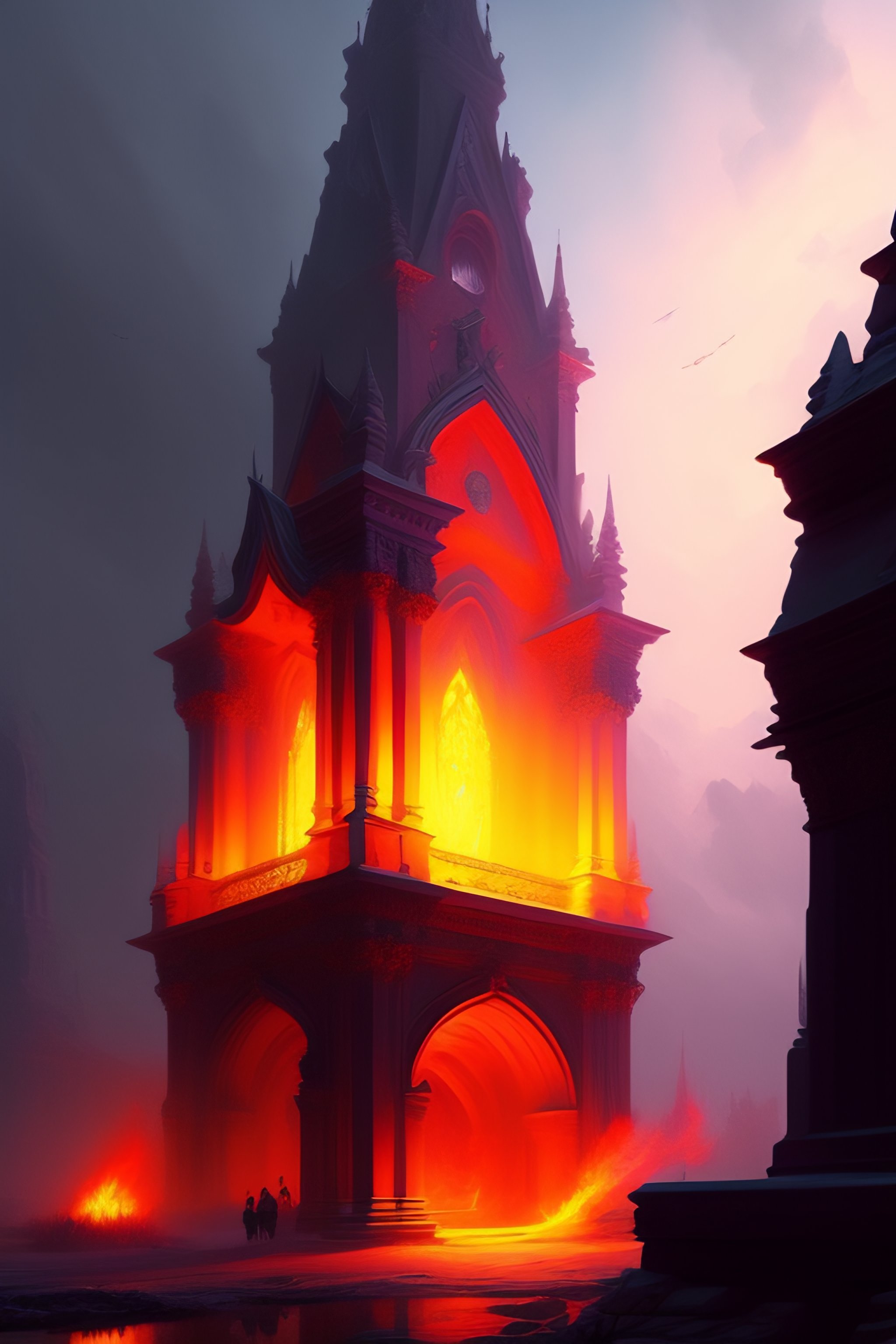 Lexica - Burning church, A chiaroscuro vibrant color scheme, highly ...