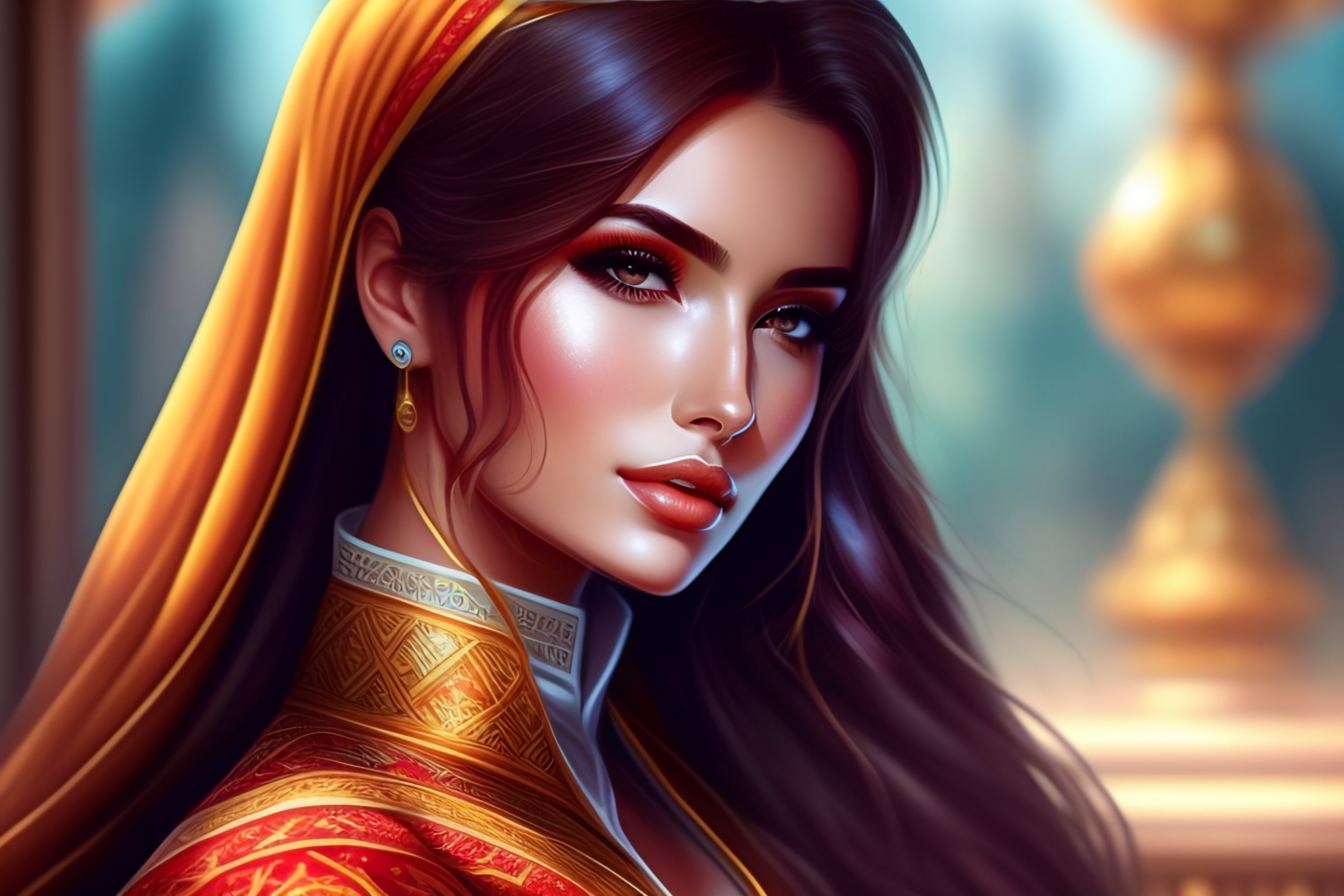 Lexica - Beautiful turkish woman in embroidered shirt, anime