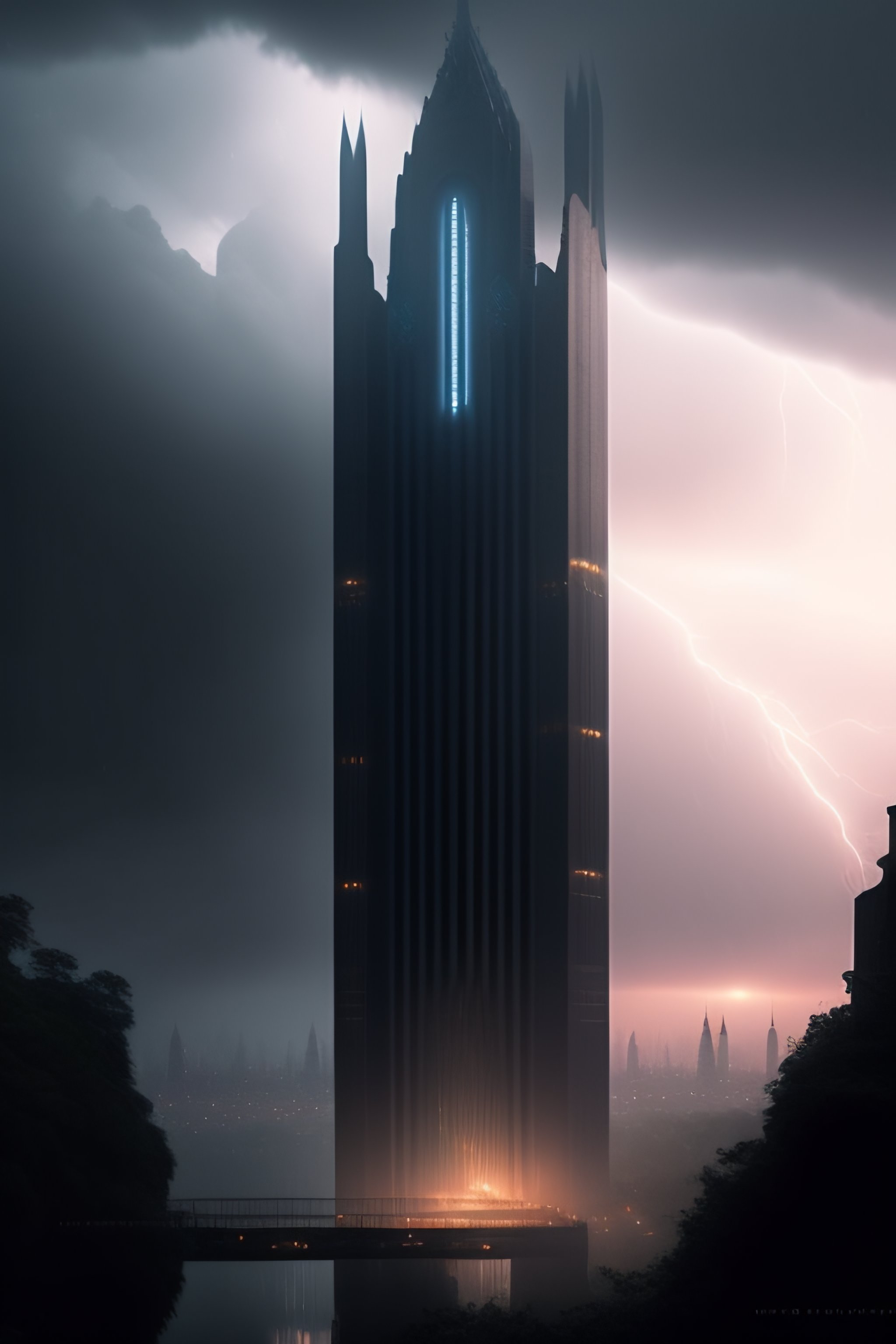 Lexica - A lonely and impossibly tall ominous gothic dark tower ...