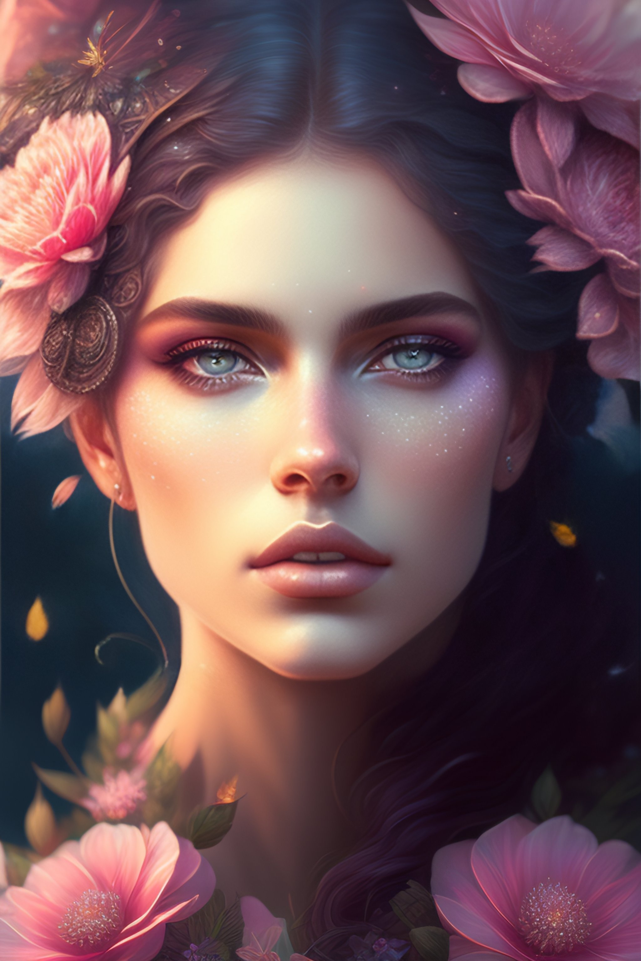 Lexica - Symmetry, beautiful floral and glitter fairy, hyper realistic ...