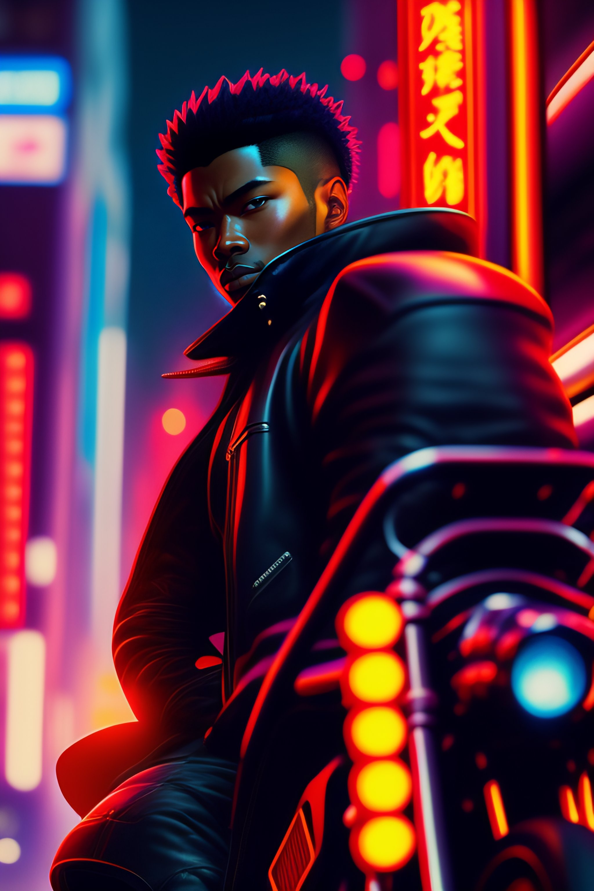 Lexica - Kaneda on his motorcycle in neo tokyo looking for akira, night ...