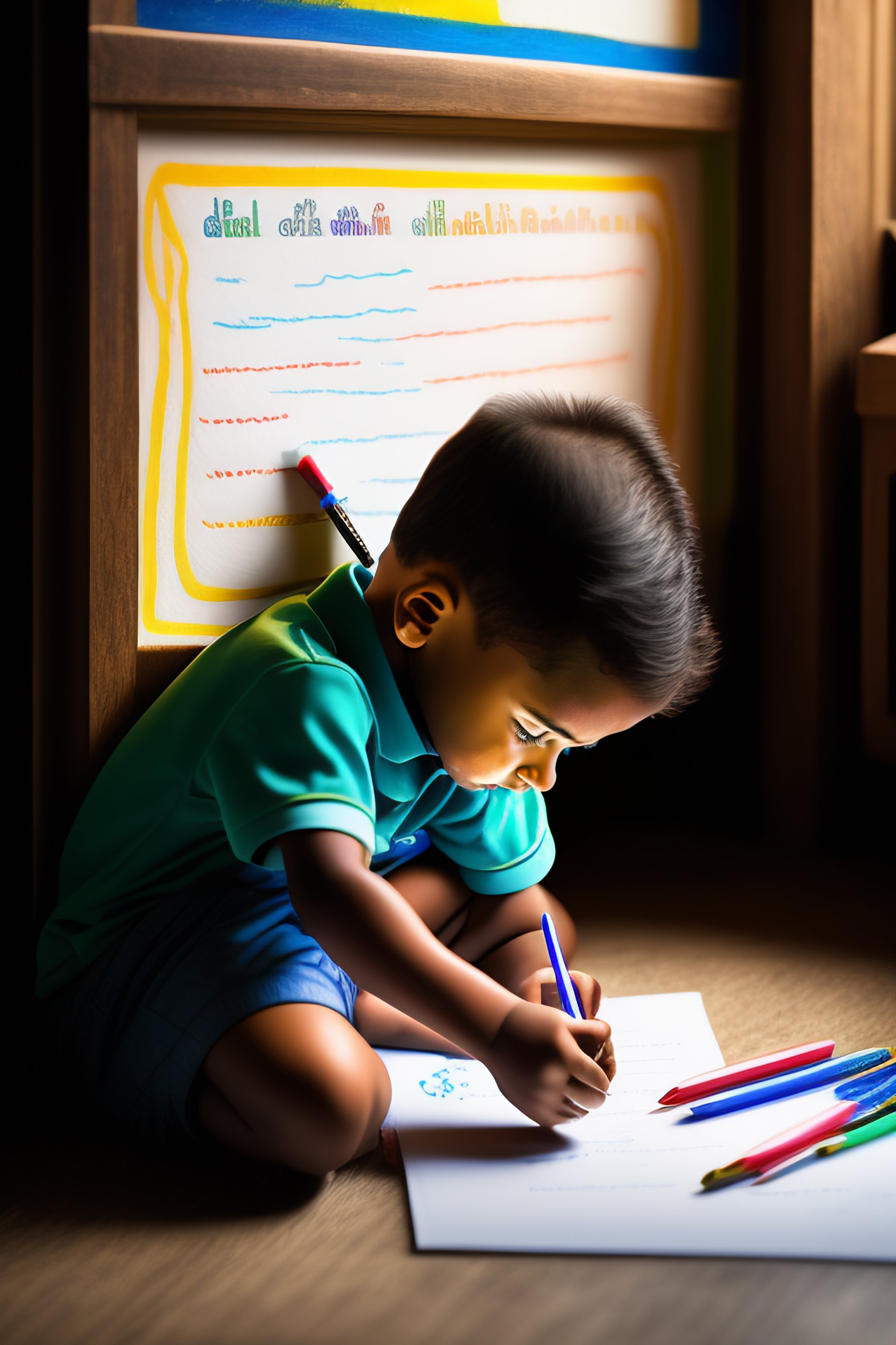 Lexica - Potrait of a creche kid writing