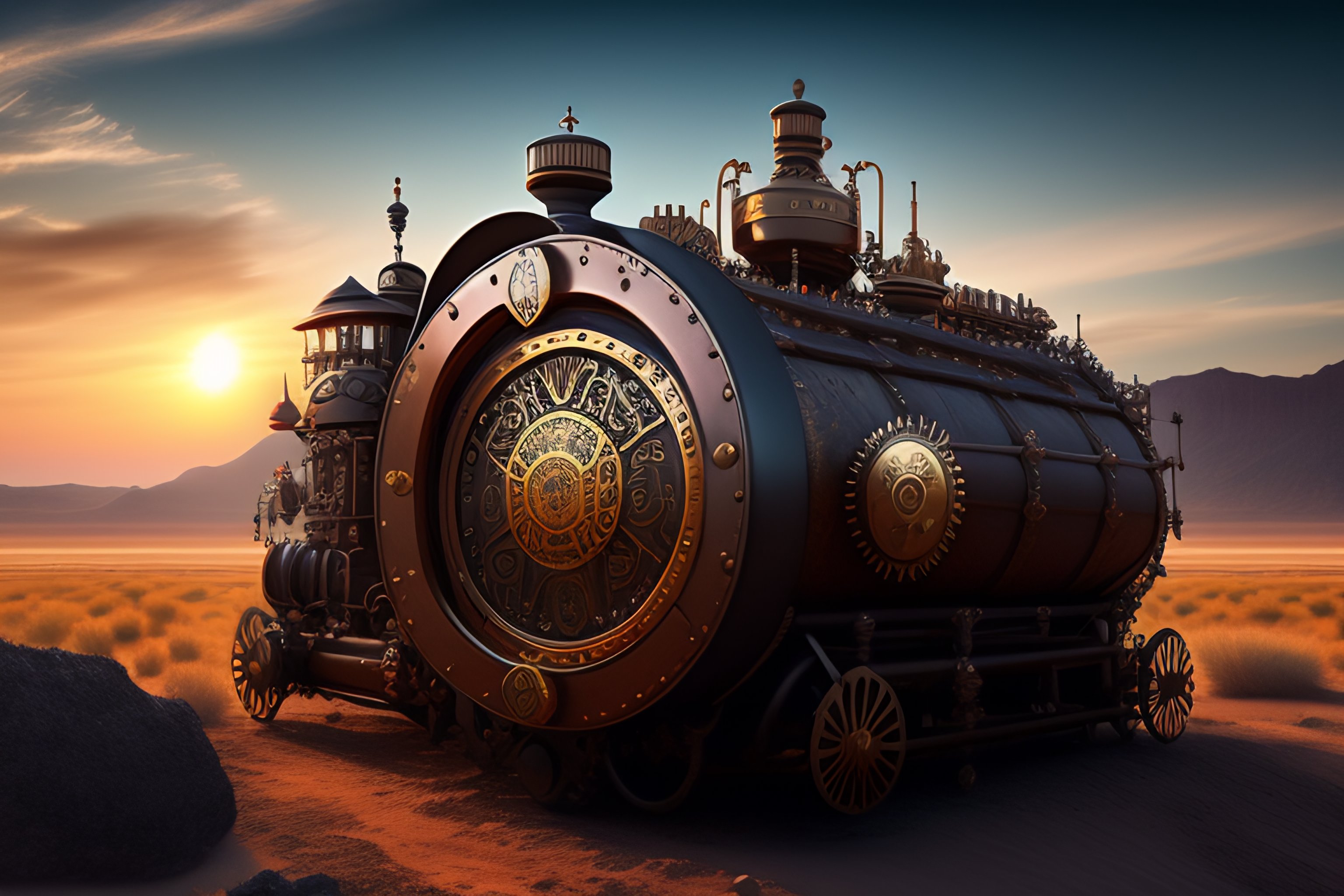 Lexica - Gear fortress, cogs, clockwork, landscape, professional photo ...