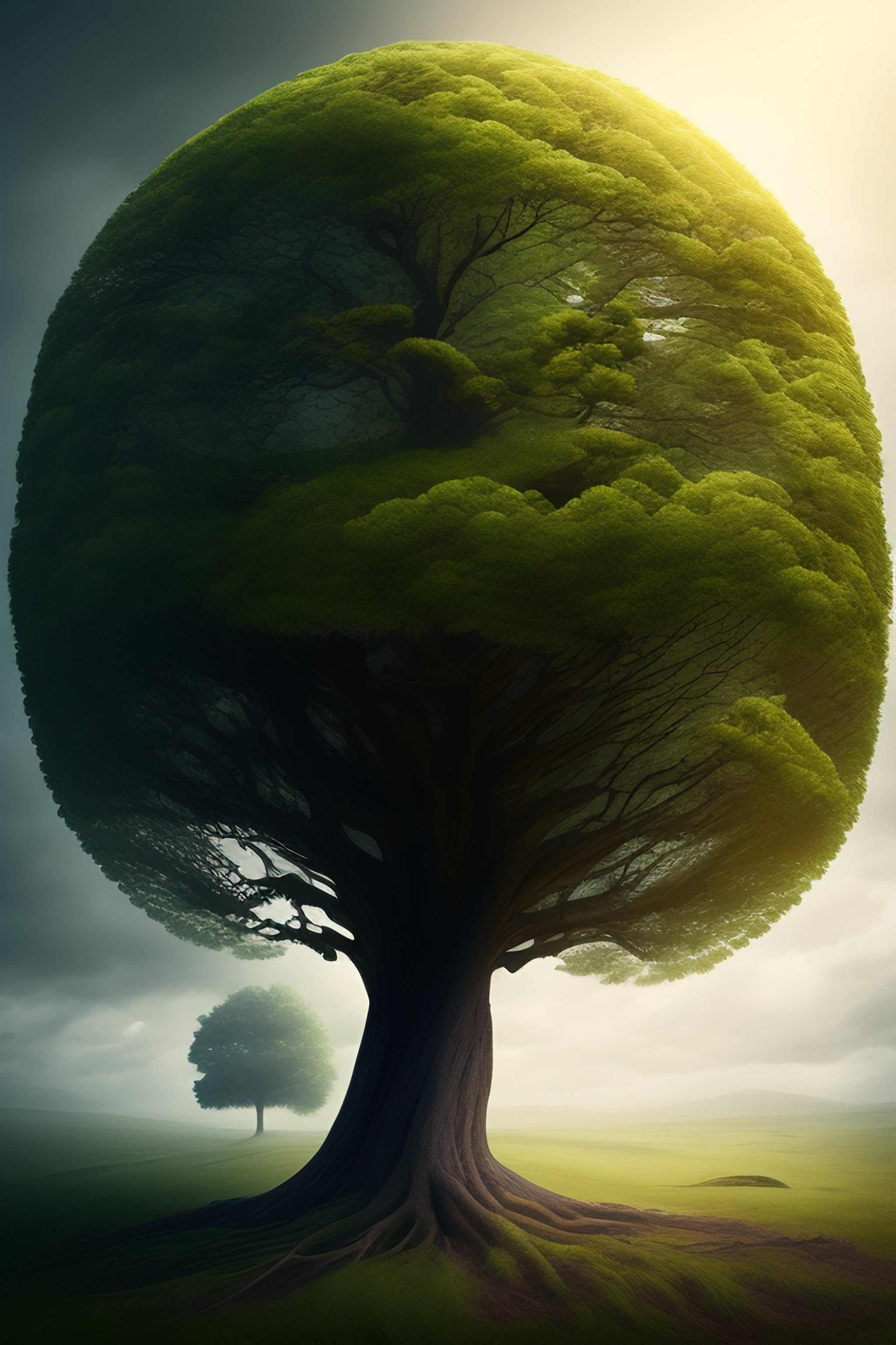 Lexica - A tree full of life, and next to it an old dying tree ...