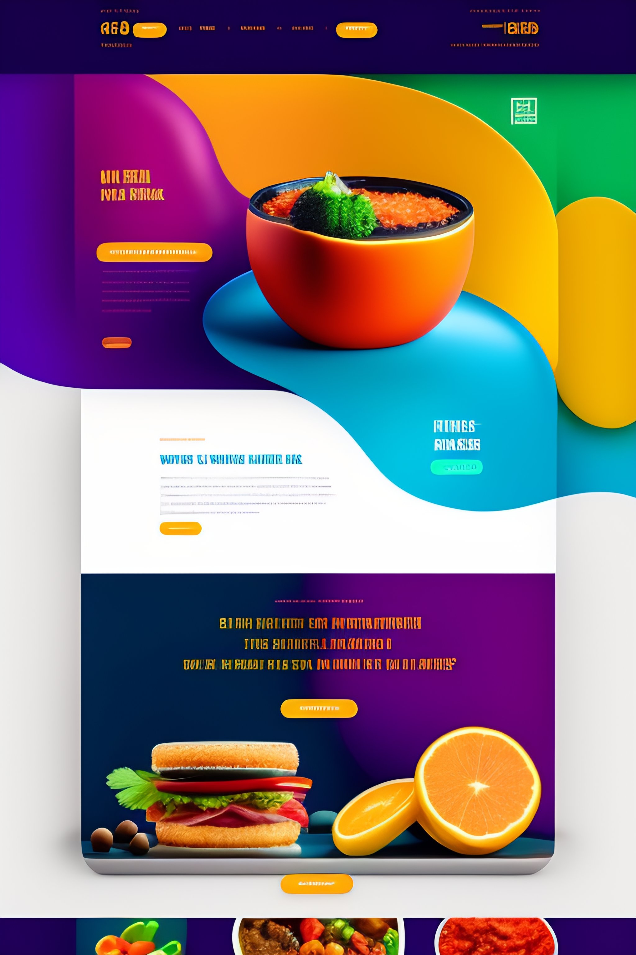 Lexica - Full website landing page for a snack food, very bright and ...