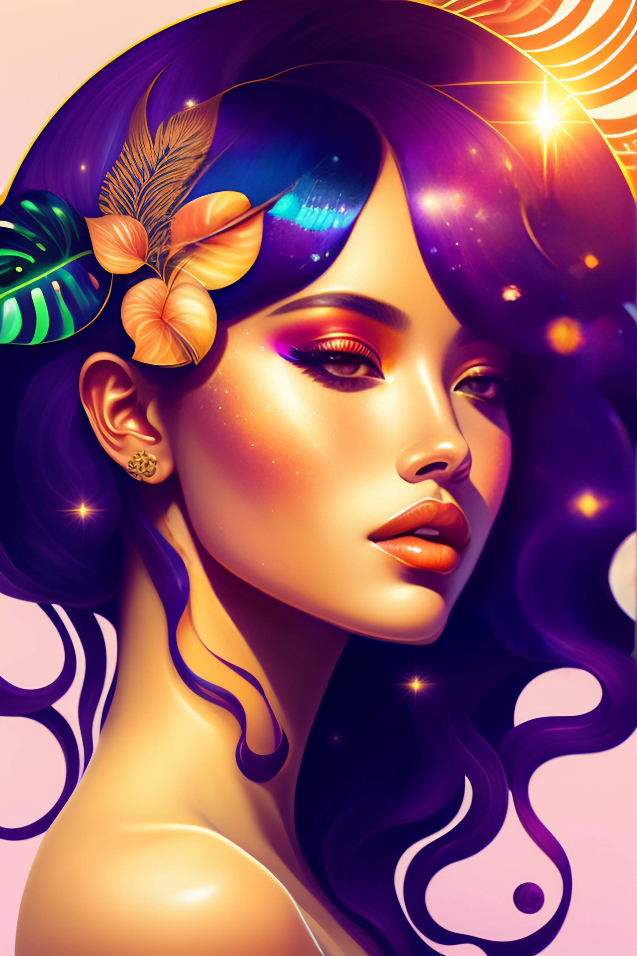 Lexica - Fashionable queen of the monstera, symmetrical face, artgerm ...