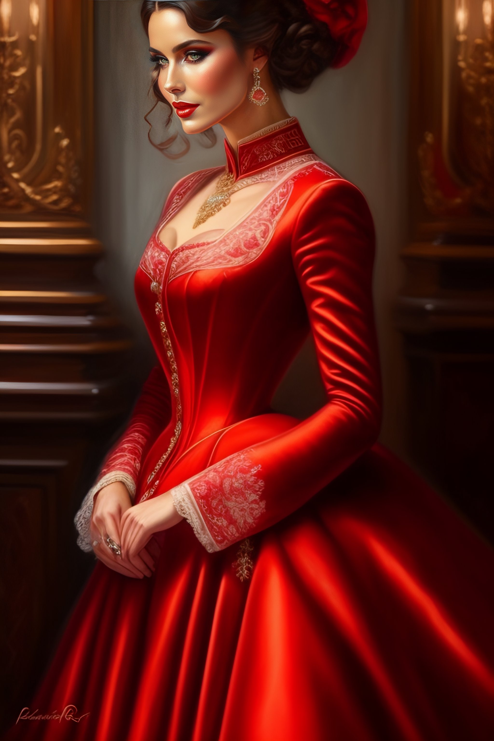 Lexica - Elegant laydy in red victorian dress. By Konstantin Razumov ...
