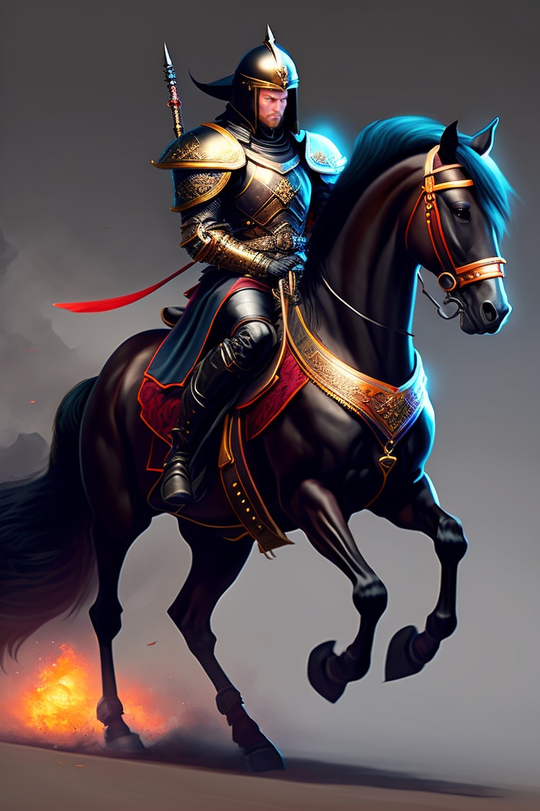 Lexica - A dark paladin riding a black horse. wering a black, infernal ...