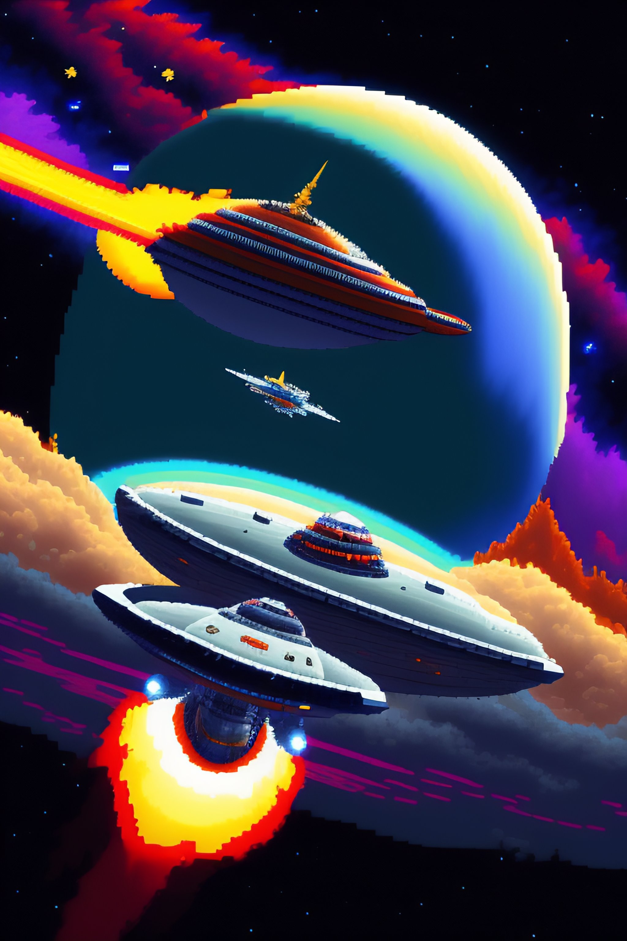 Retro Spaceship Wallpaper