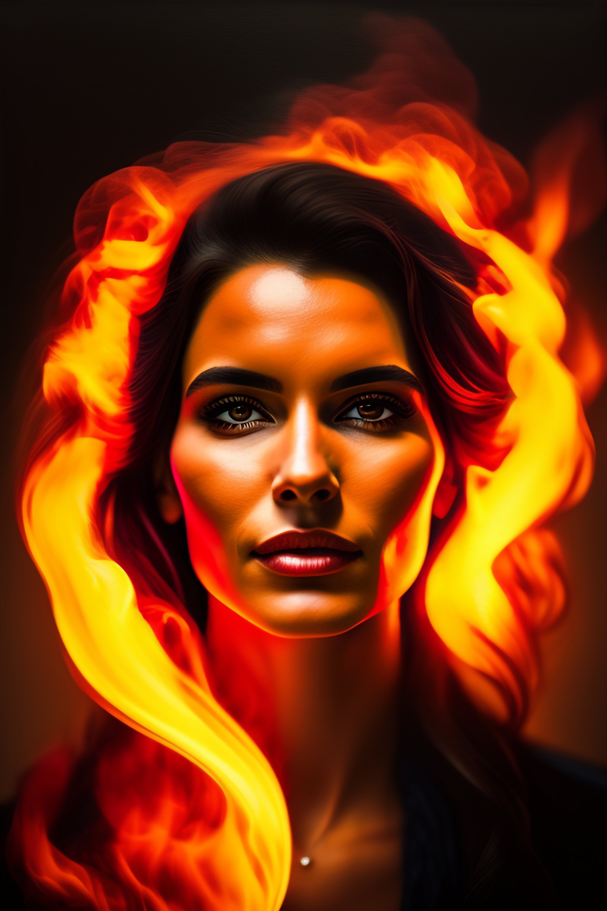 Lexica - Portrait of a women on fire