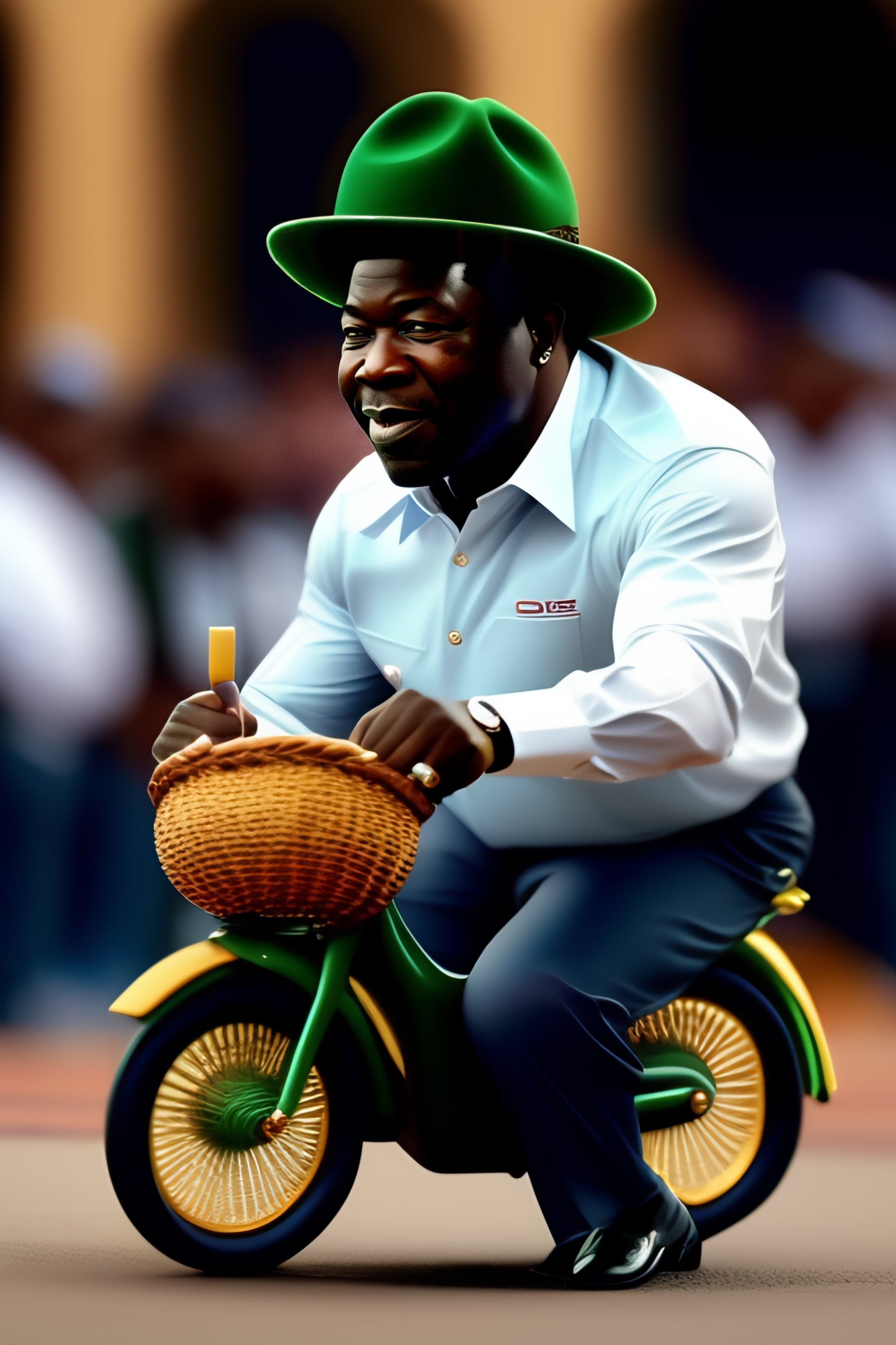 Lexica - Goodluck Jonathan in a bicycle
