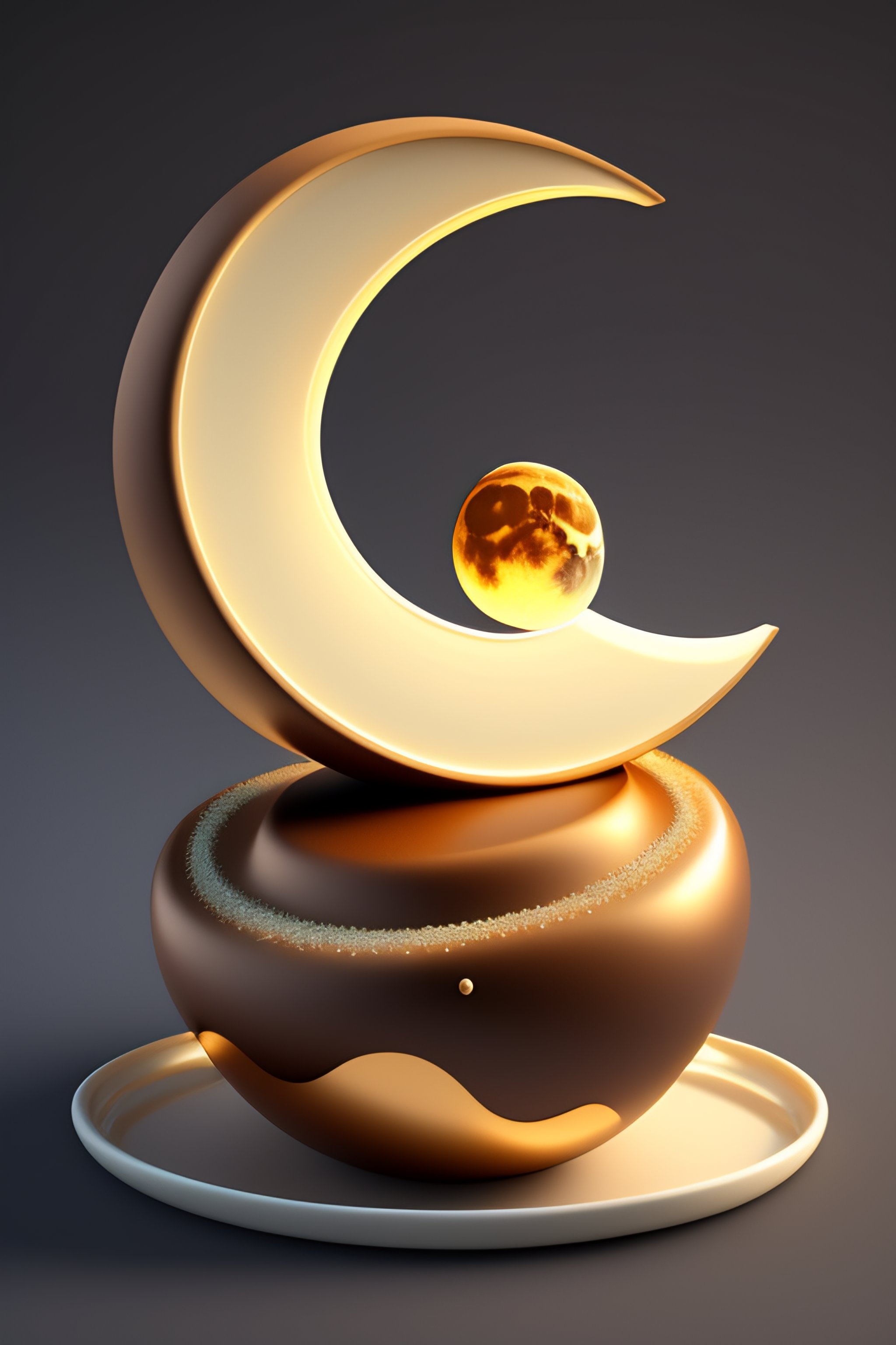 Lexica - 3D rendering of a moon shaped cake
