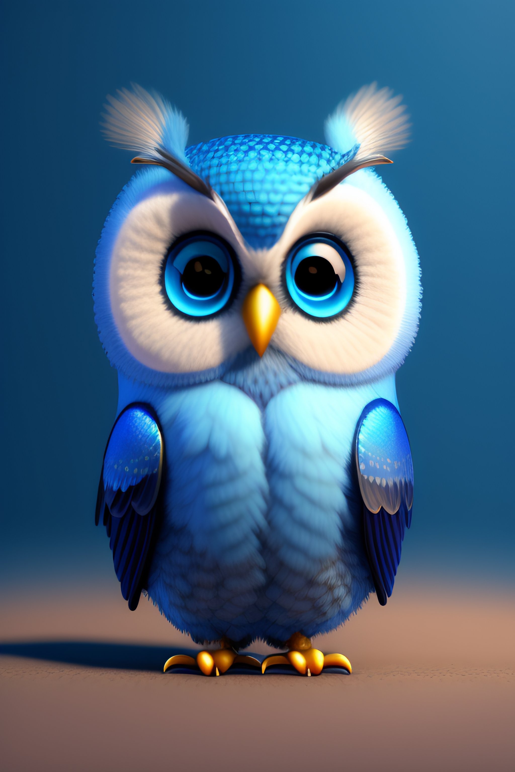 Lexica - Cute small blue owl waving hello unreal engine, cozy indoor ...