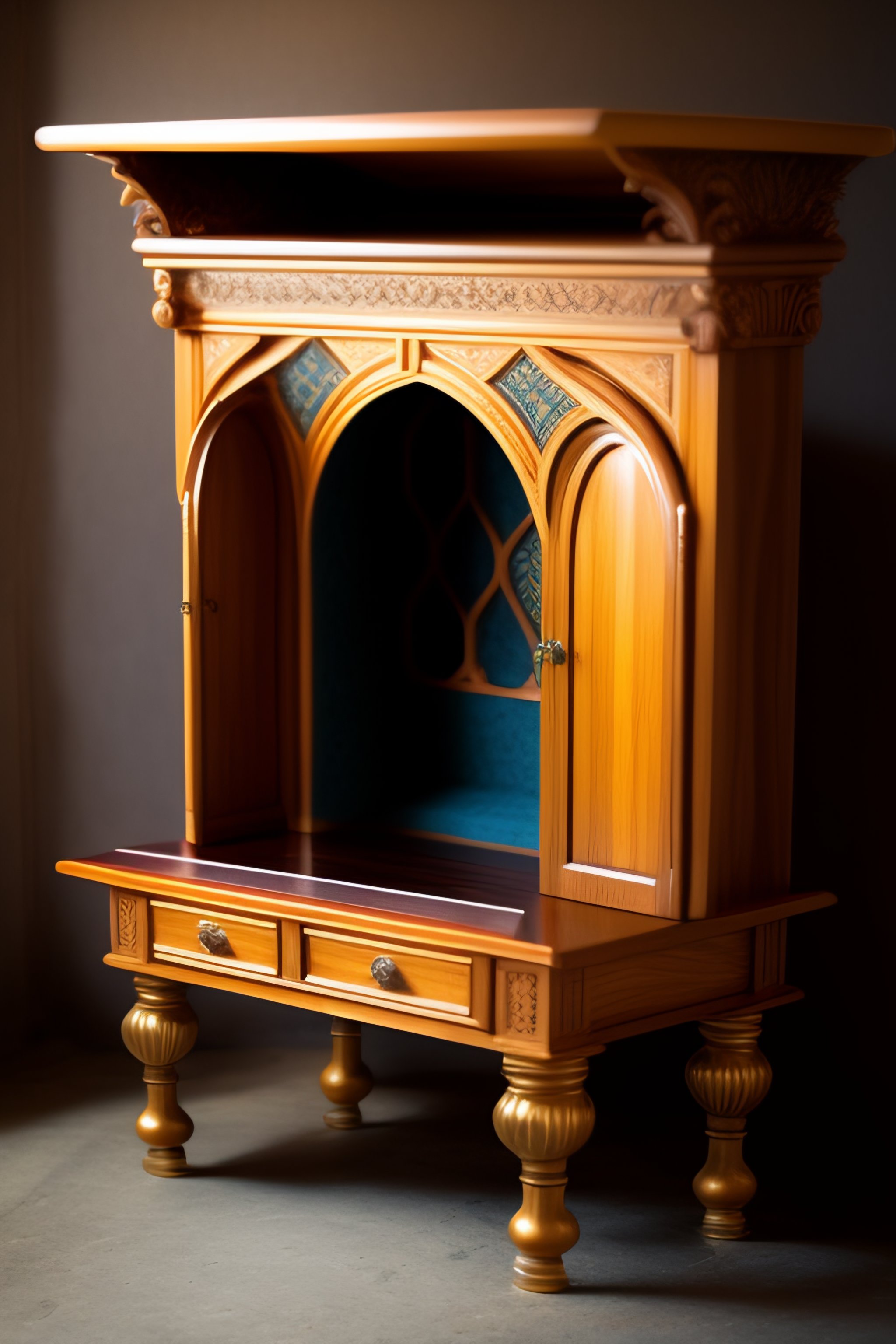 Lexica - Fantasy wizard's work table in cabinet