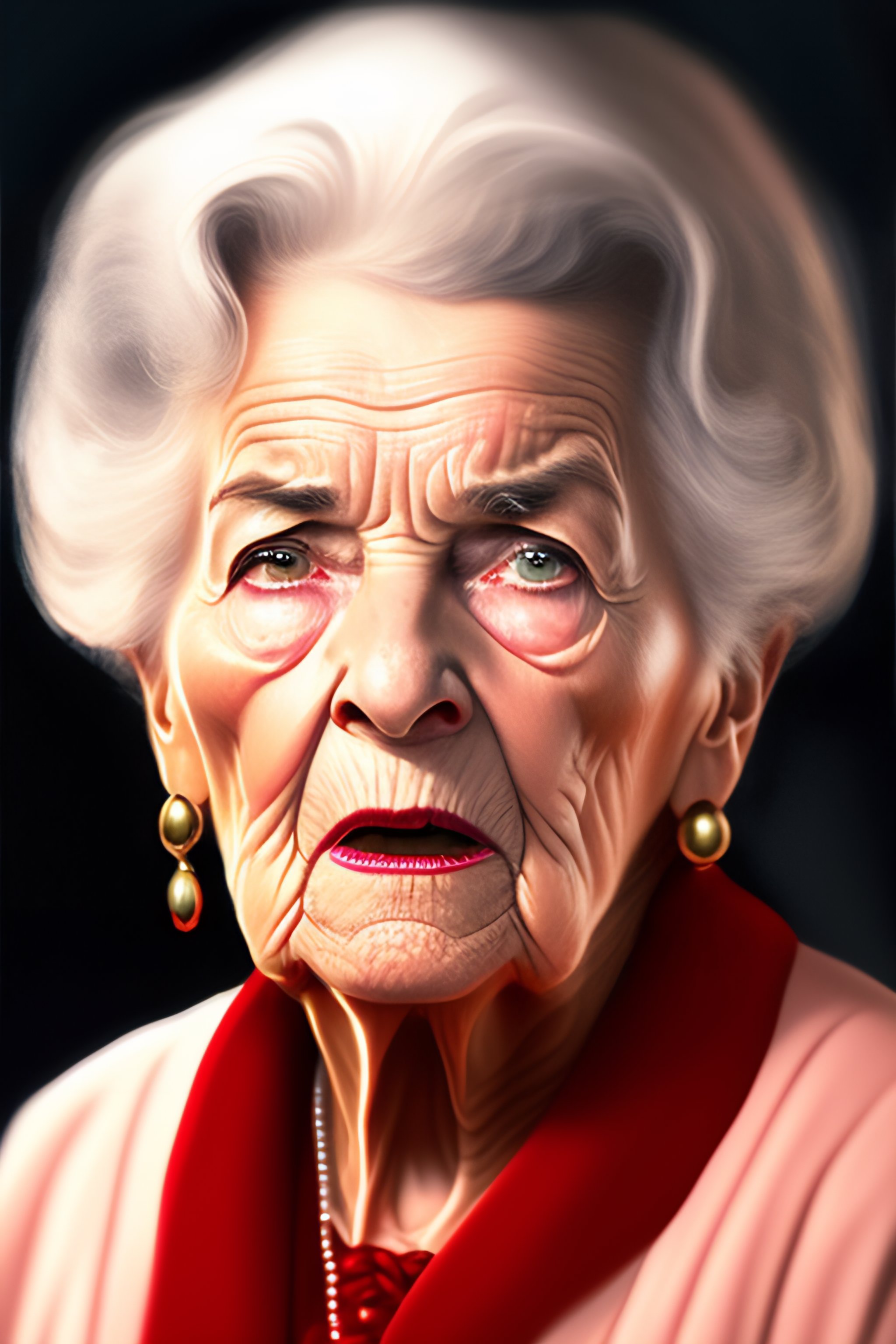Lexica - Image of a 90-year-old woman, with a look of hatred and ...