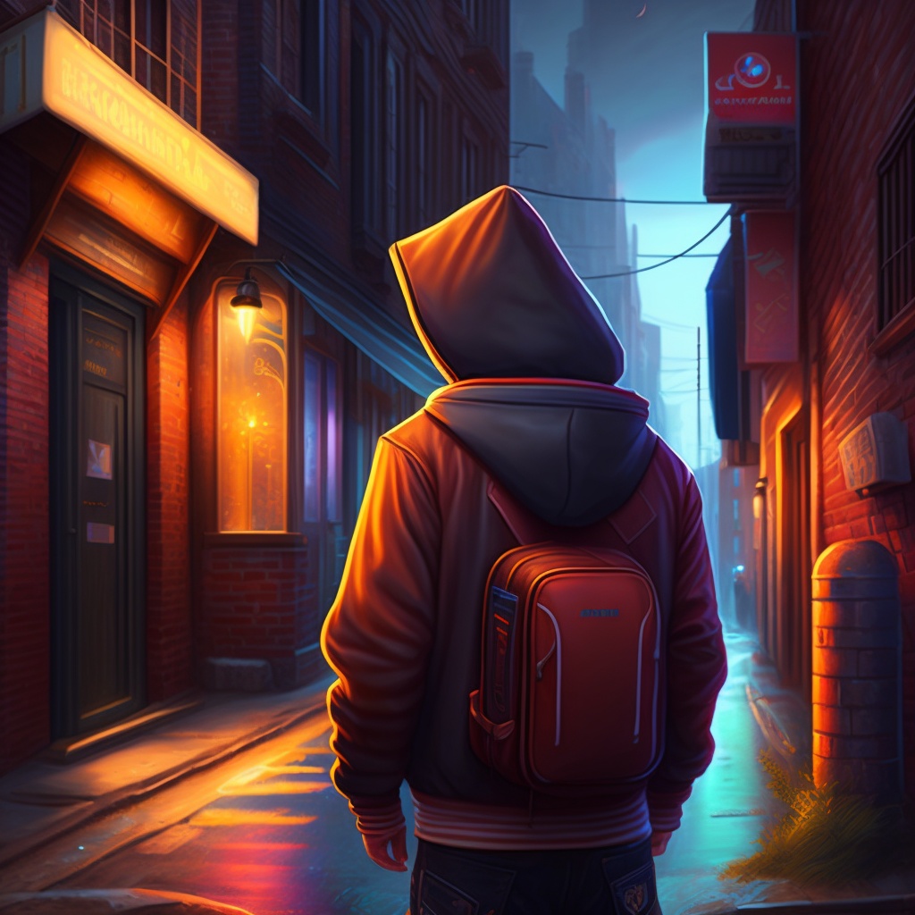 Lexica - Rapper, microphone, alley, night, drawing, music, hood, 2D