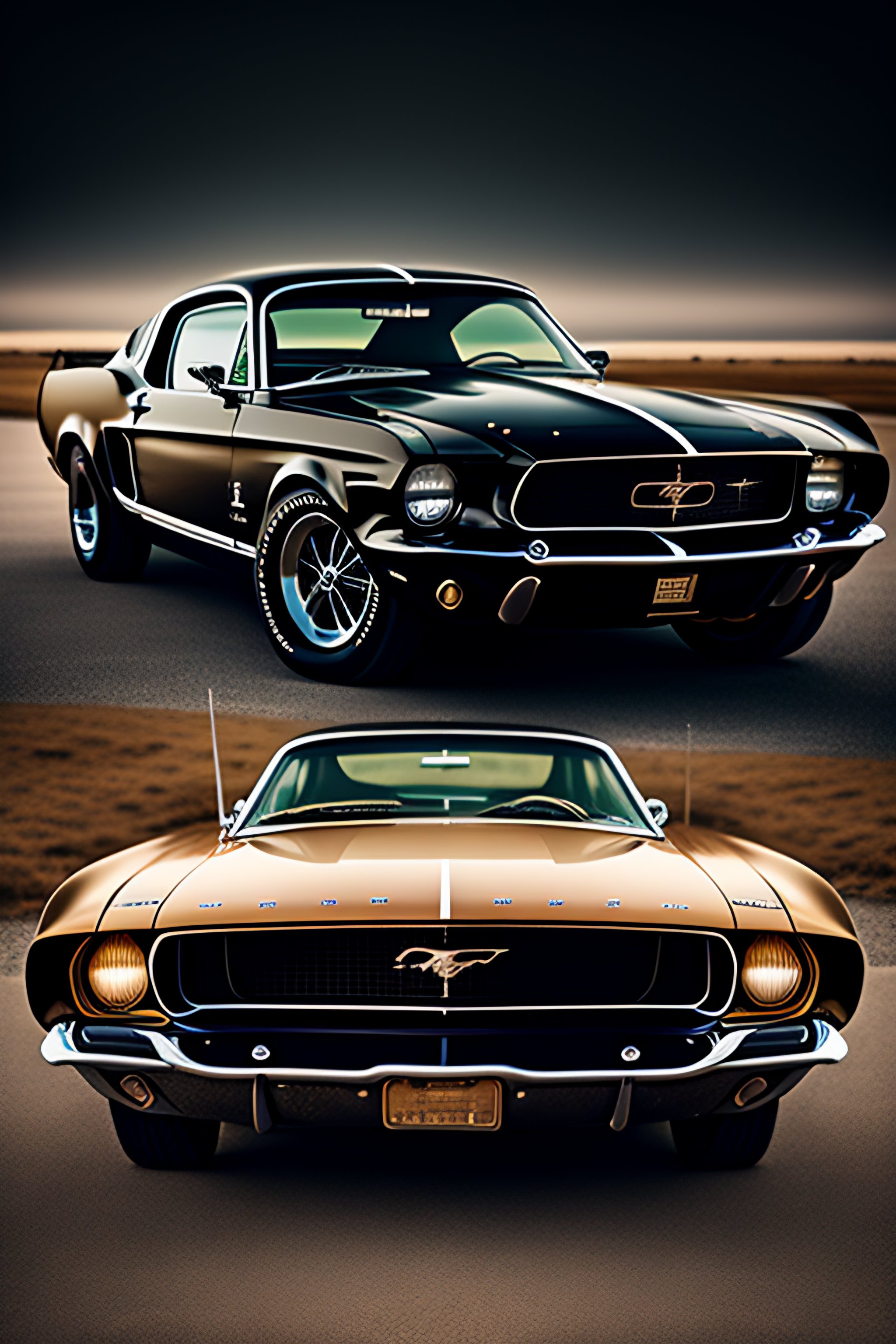 Lexica - Daguerreotype portrait of a vintage black mustang car, high ...