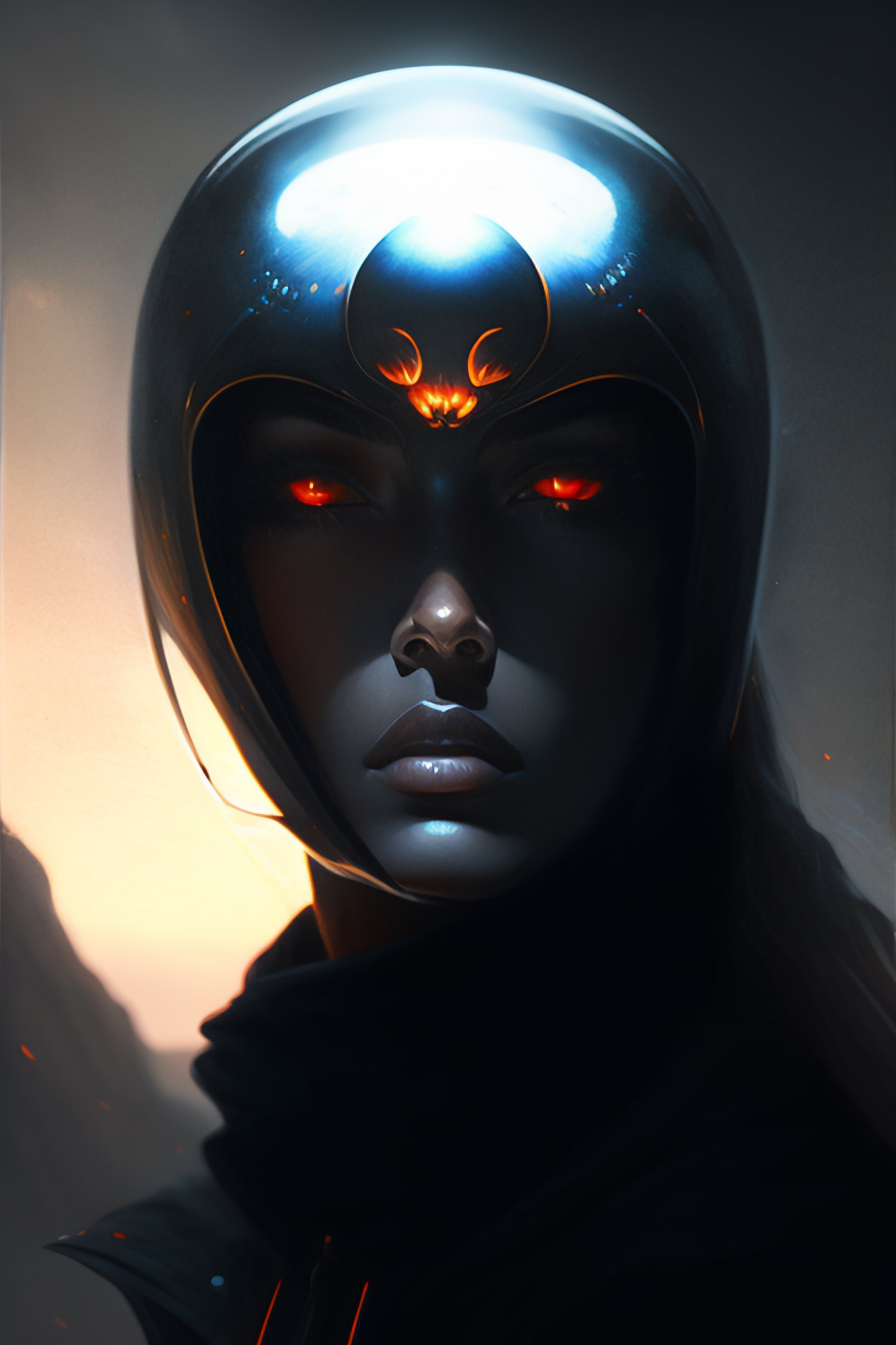 Lexica - Realist picture centered face portrait evil big eyed skull ...