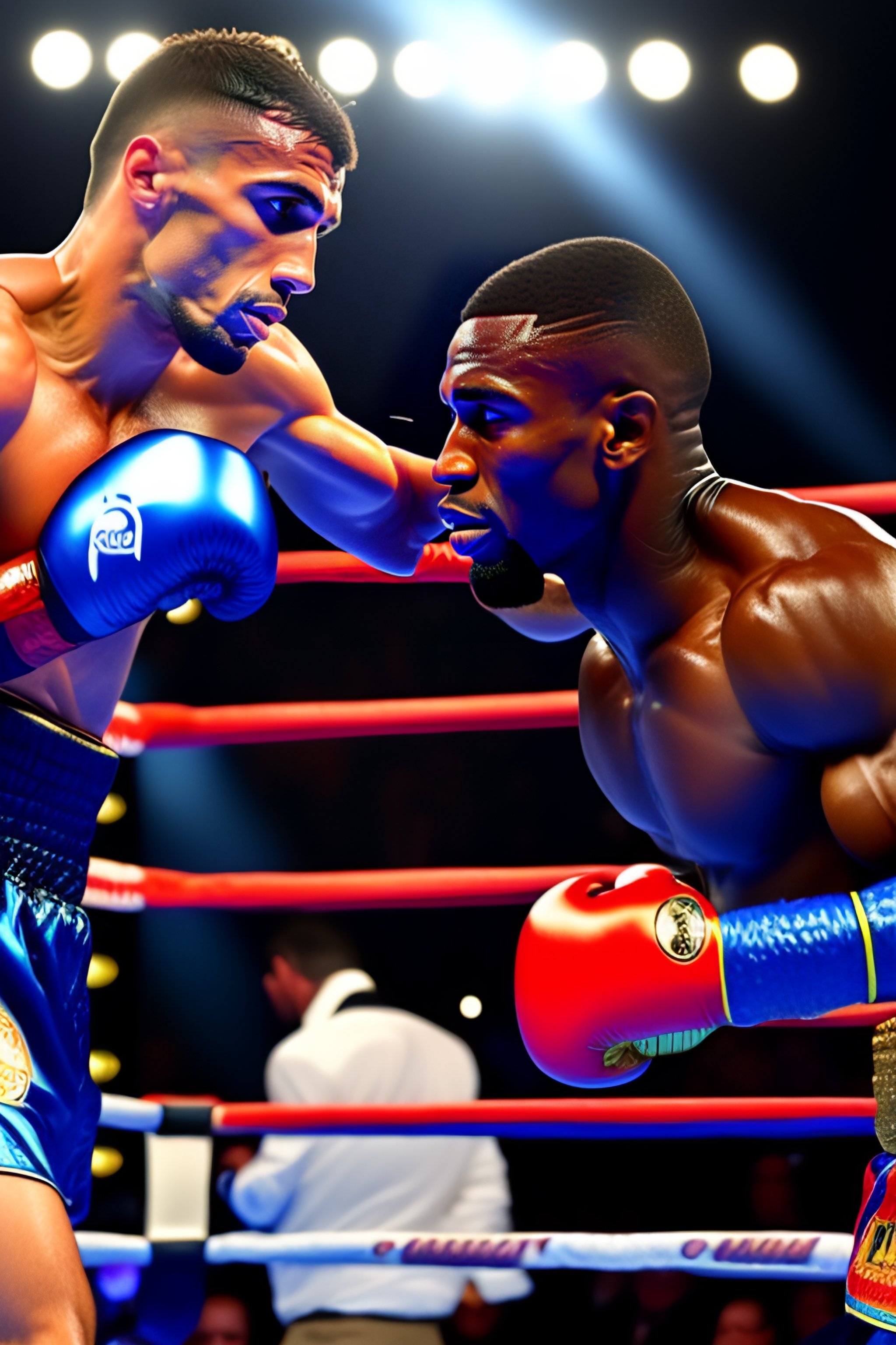 Lexica - Vasiliy lomachenko fighting floyd mayweather in a boxing ring