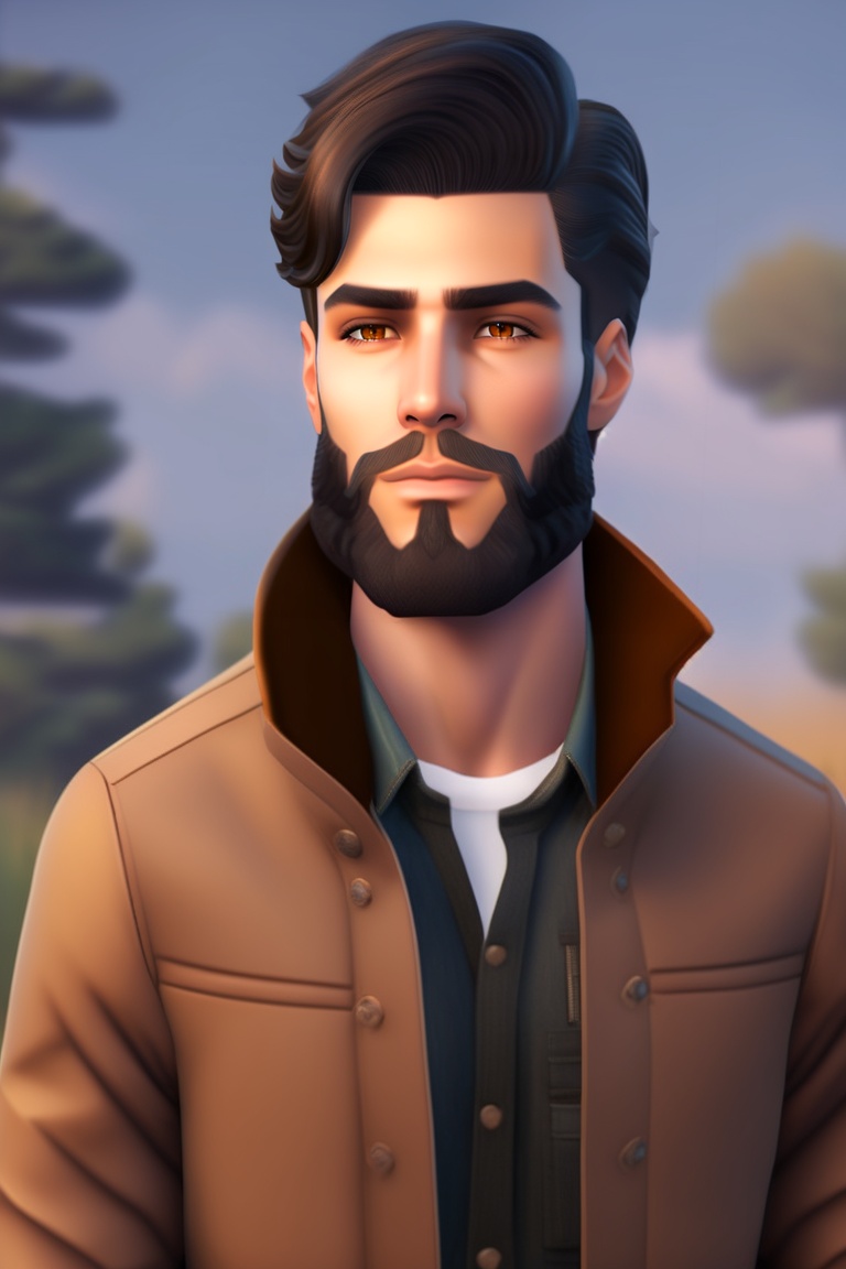 Lexica - Young guy with fair complexion and normal black beard, normal ...