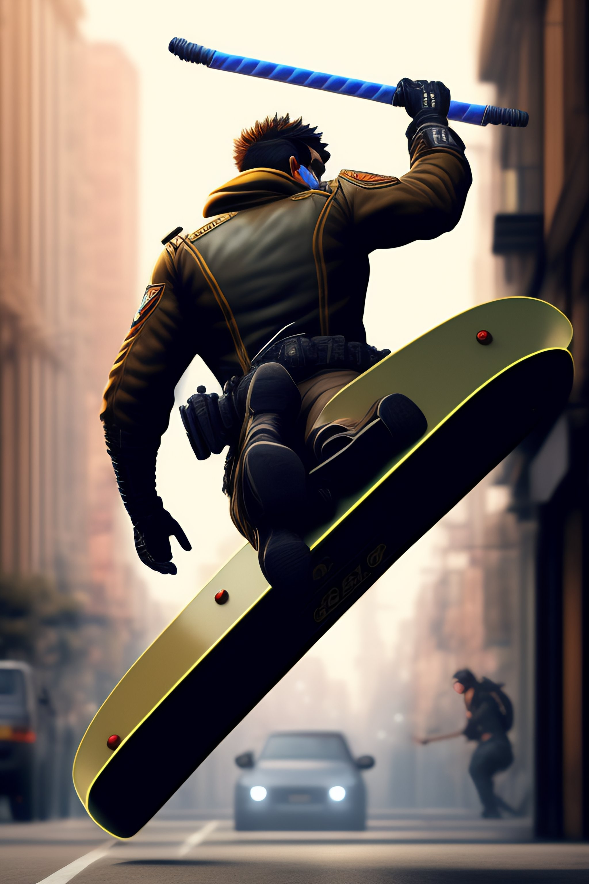 Lexica - Action shot of Solid Snake doing a skateboarding trick while ...