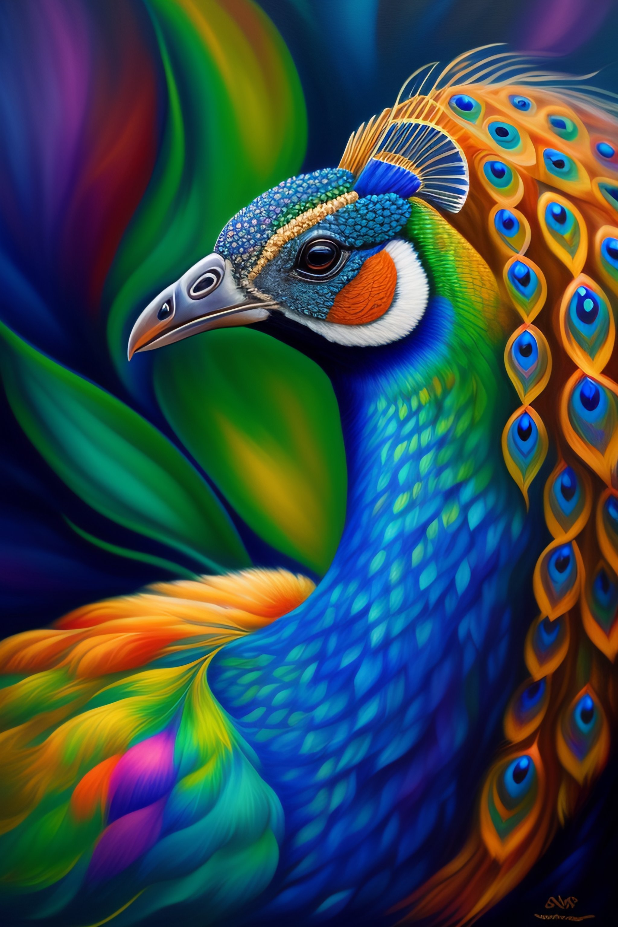 Lexica - Peacock full color painting