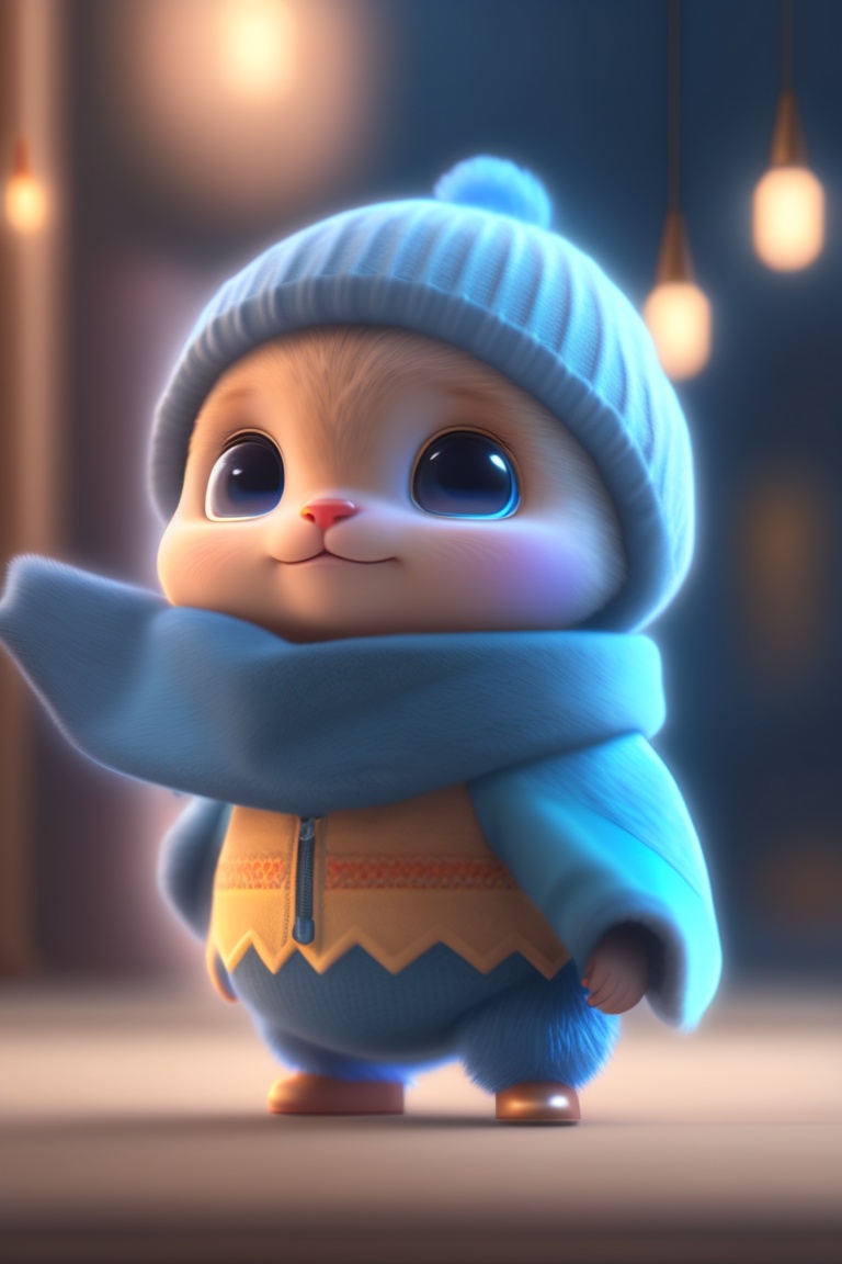 Lexica - Cute small blue dote waving hello unreal engine, cozy indoor ...