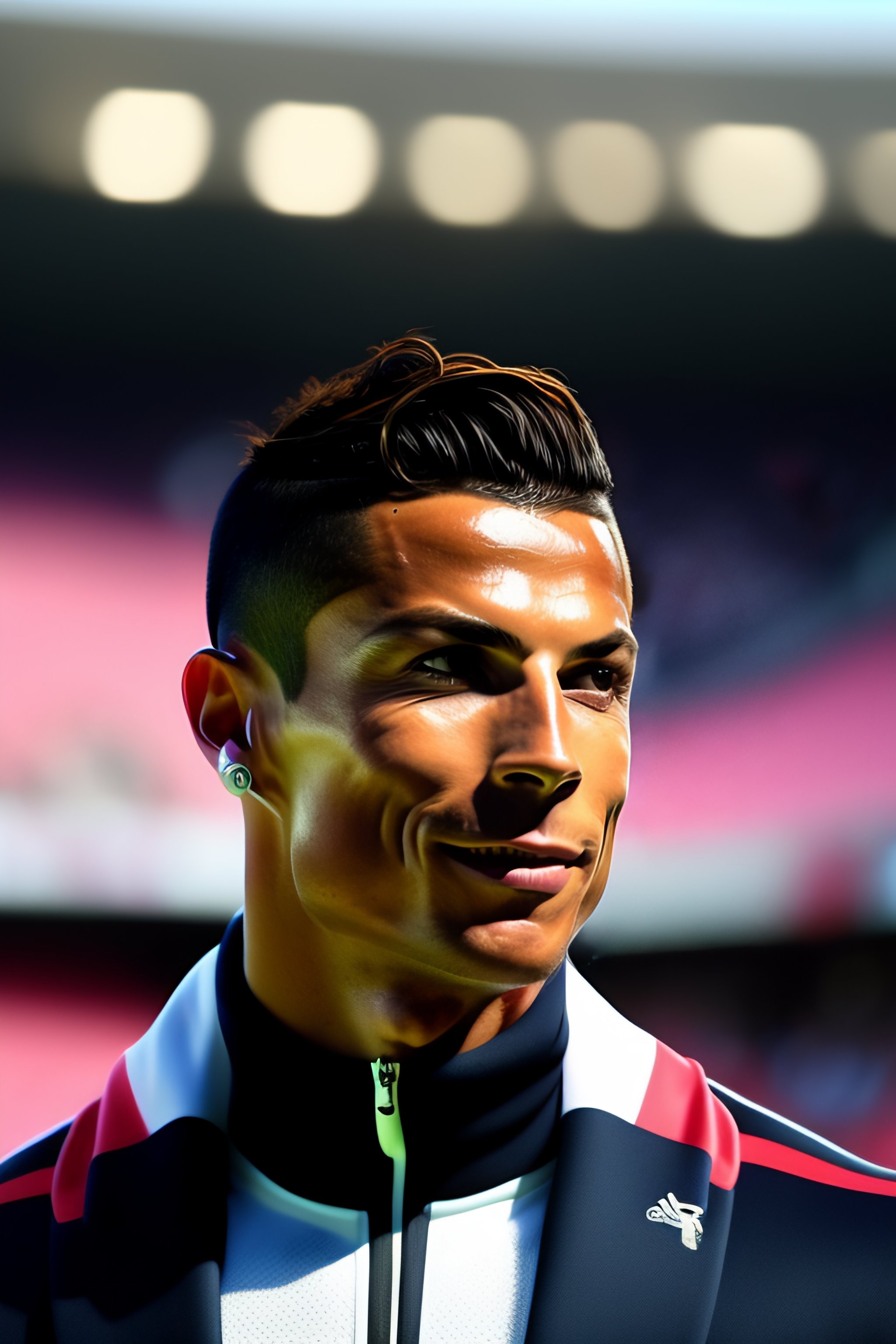 Lexica - Cristiano Ronaldo is reporting a football match from the press ...