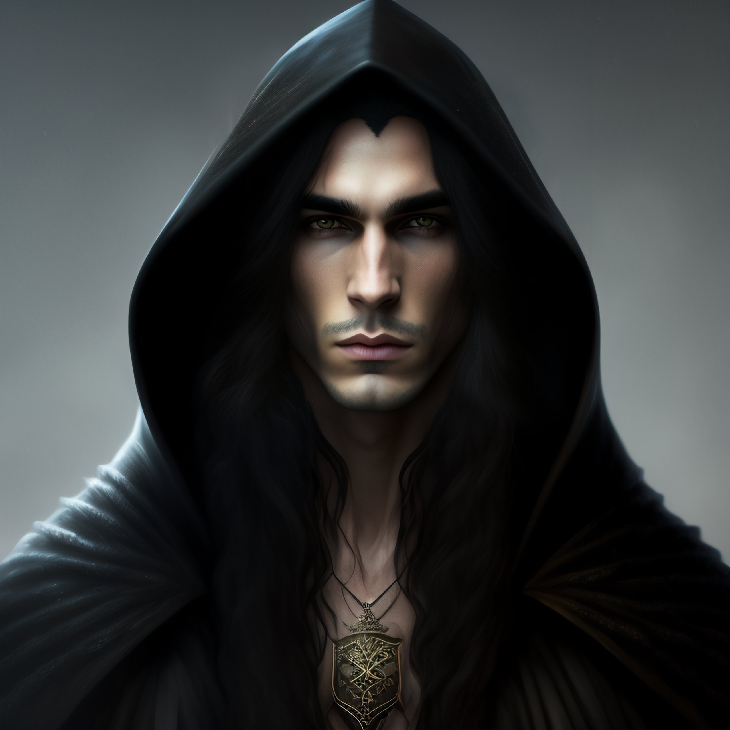 Lexica - A shaved pale elven necromancer wizard with long black hair in ...