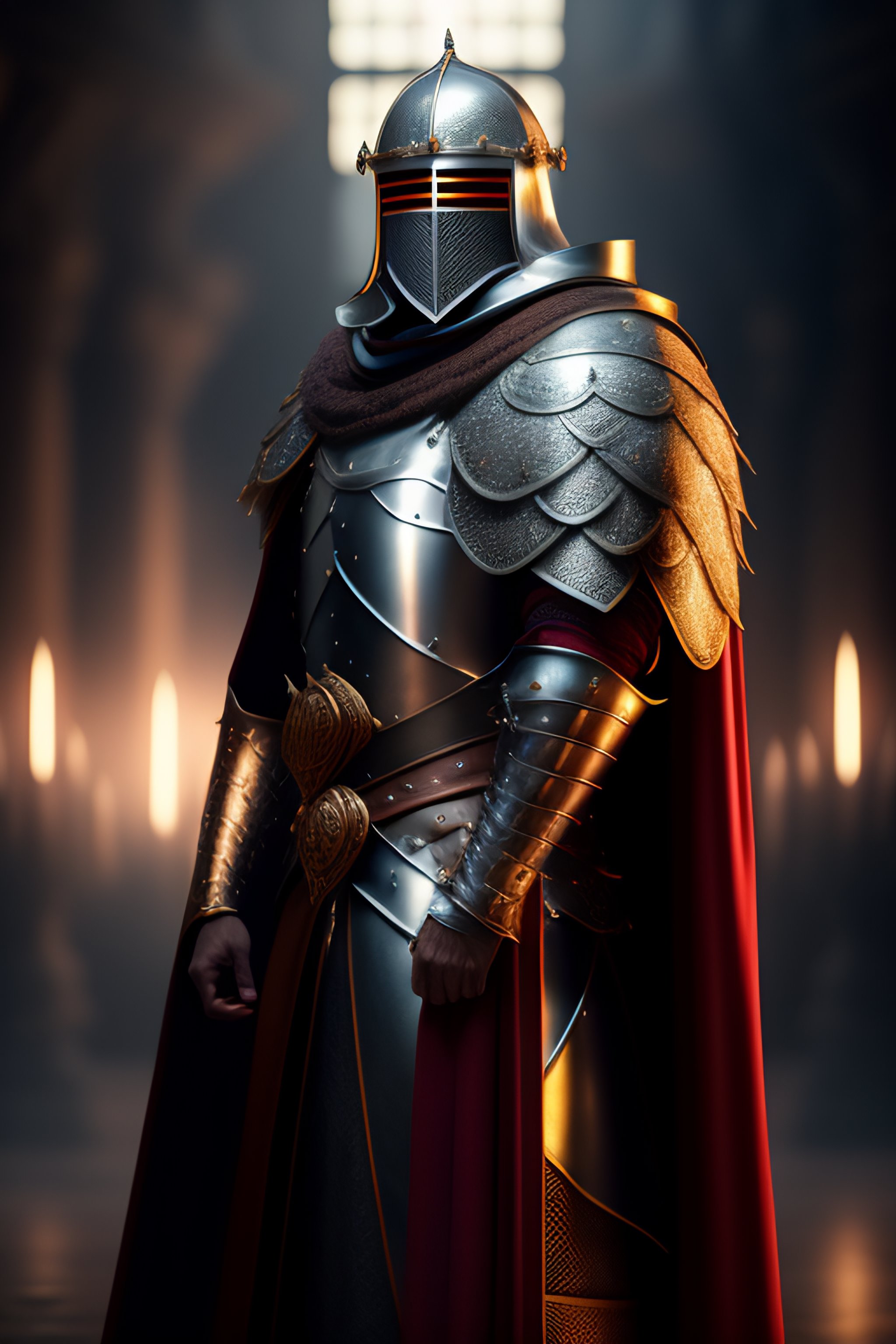 Lexica - A realistic full body portrait of a medieval Knight wearing a ...