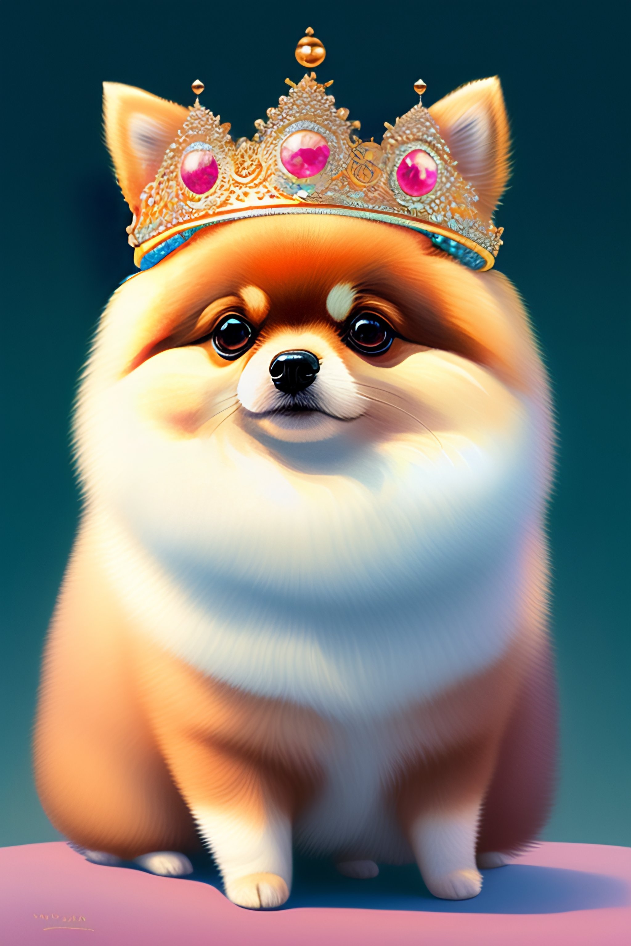 Lexica - Cute Pomeranian wearing a princess's crown by Victo Ngai and ...