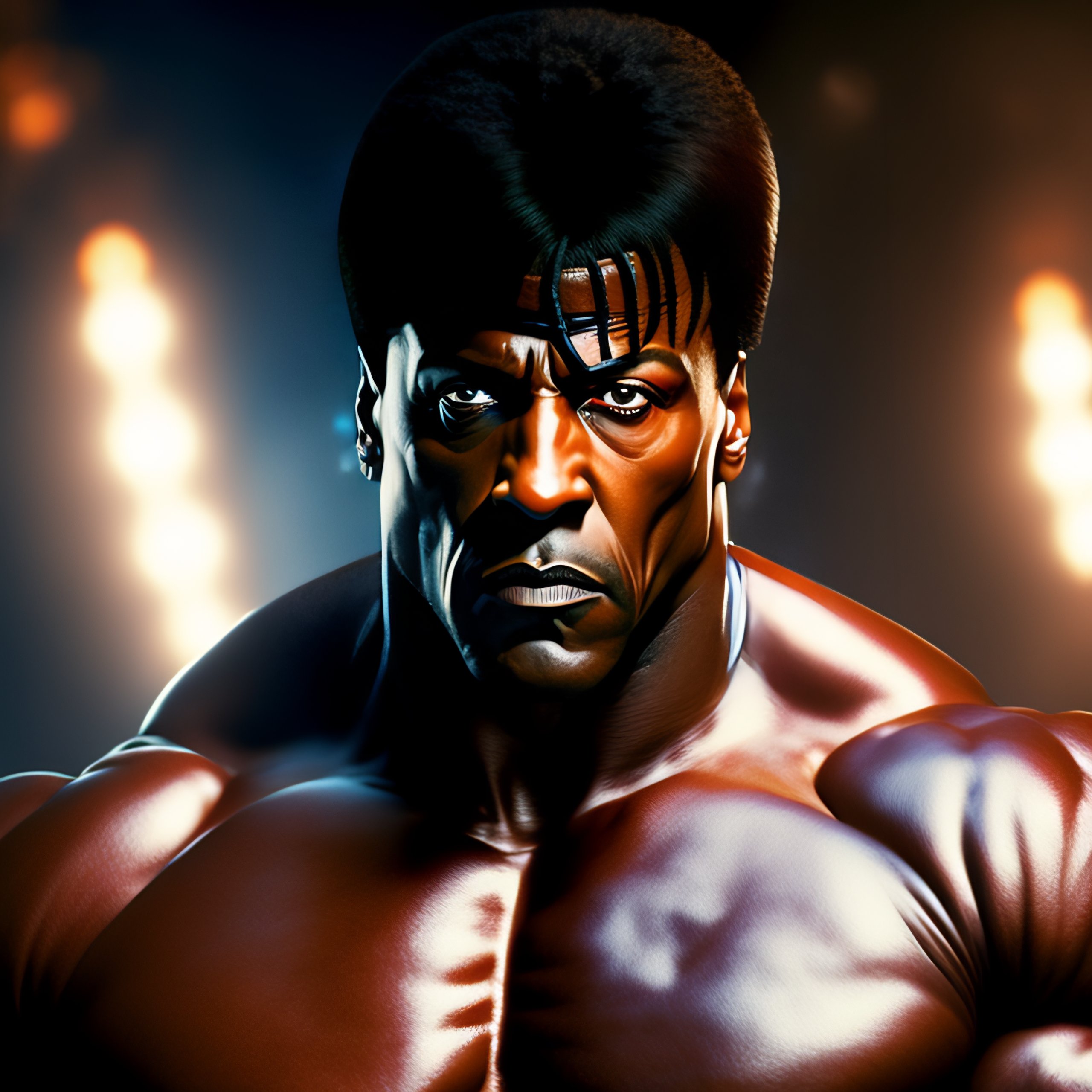 Lexica - Cyborg very old sylvester stallone as rocky, face part robot ...