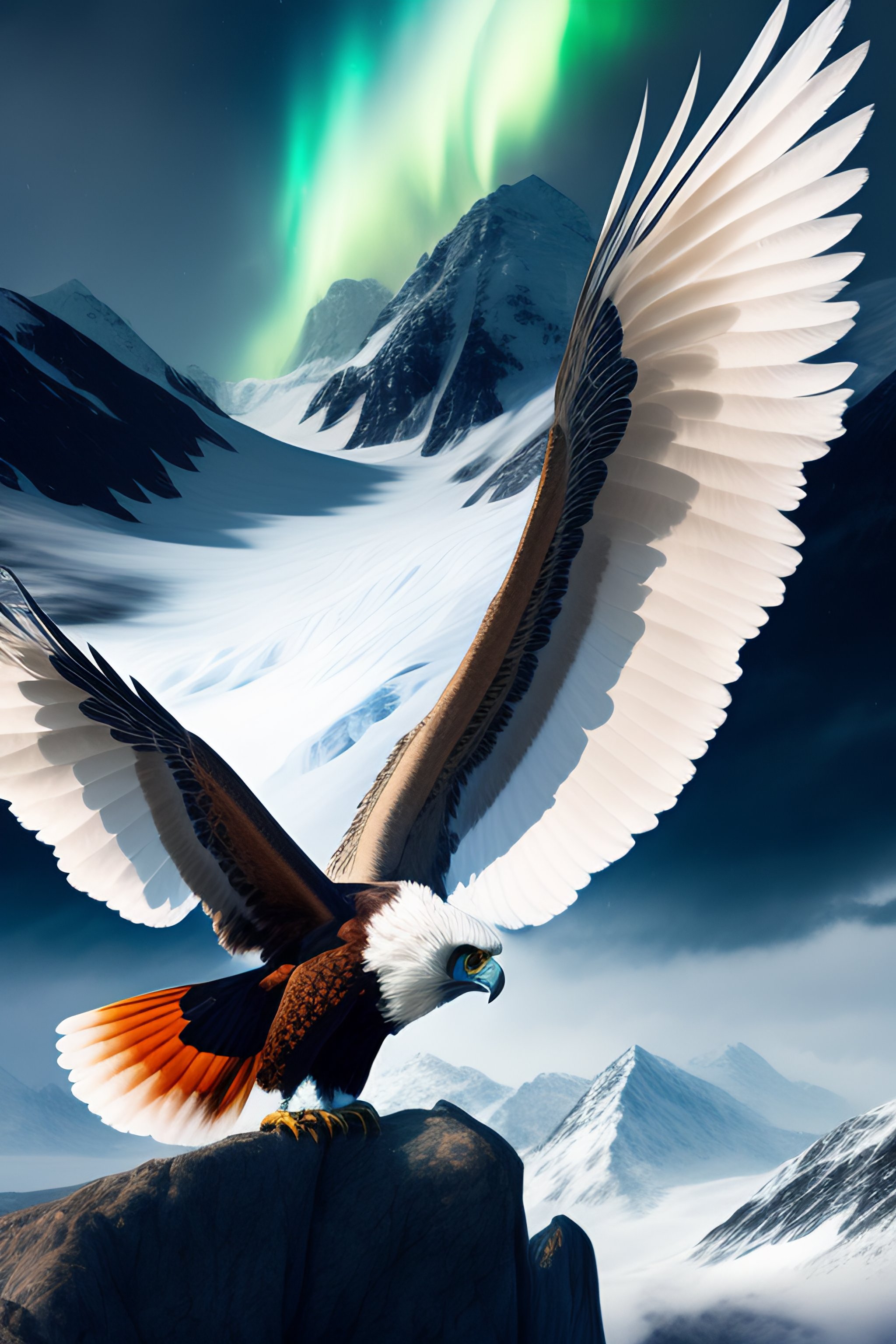 Lexica - Beautiful intricately detailed flying harpy eagle and Alaskan ...