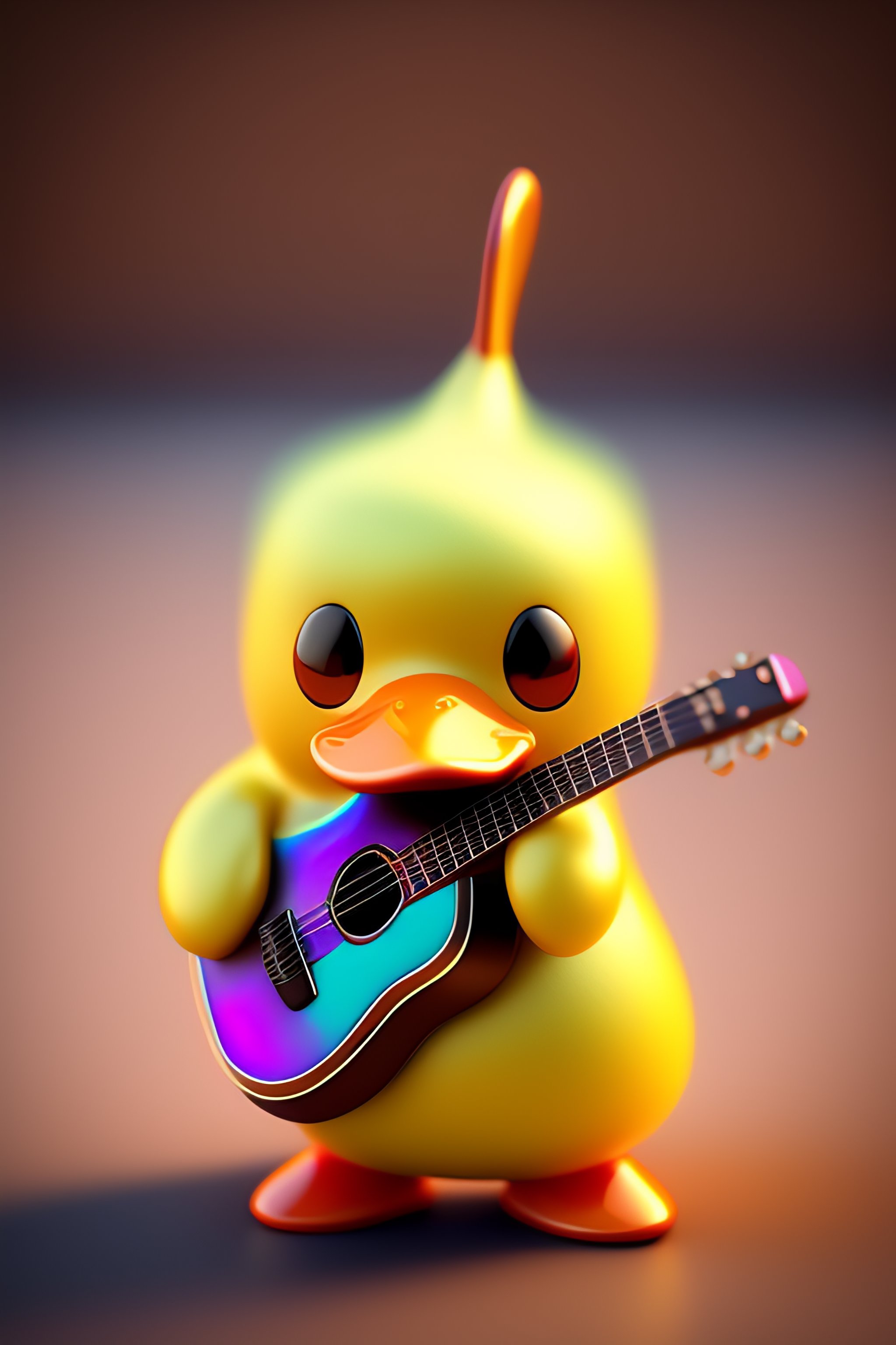 Lexica - Tiny cute duck playing guitar toy, standing character, soft ...