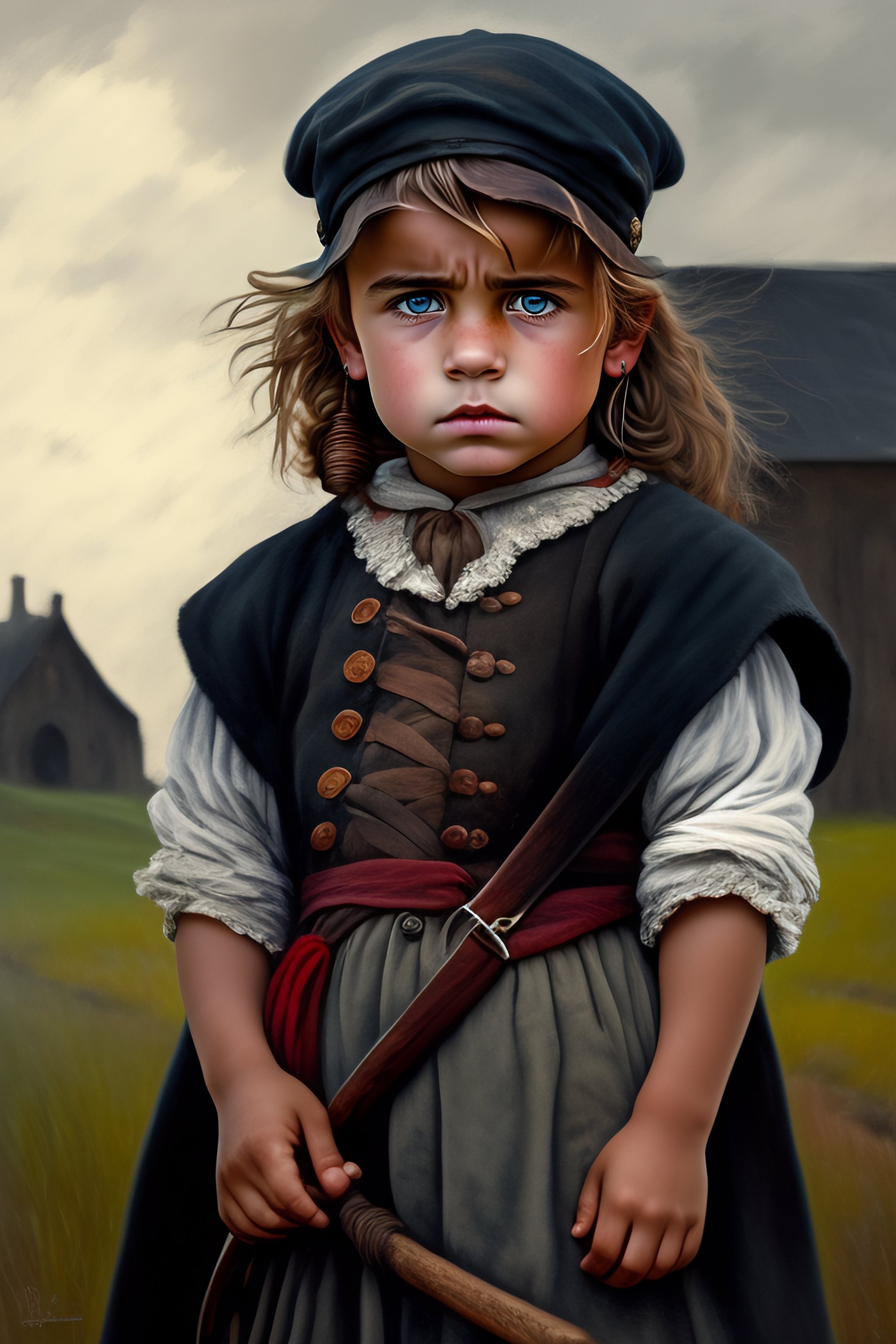 Lexica - A portrait of poor peasant child in old used 1800 London ...