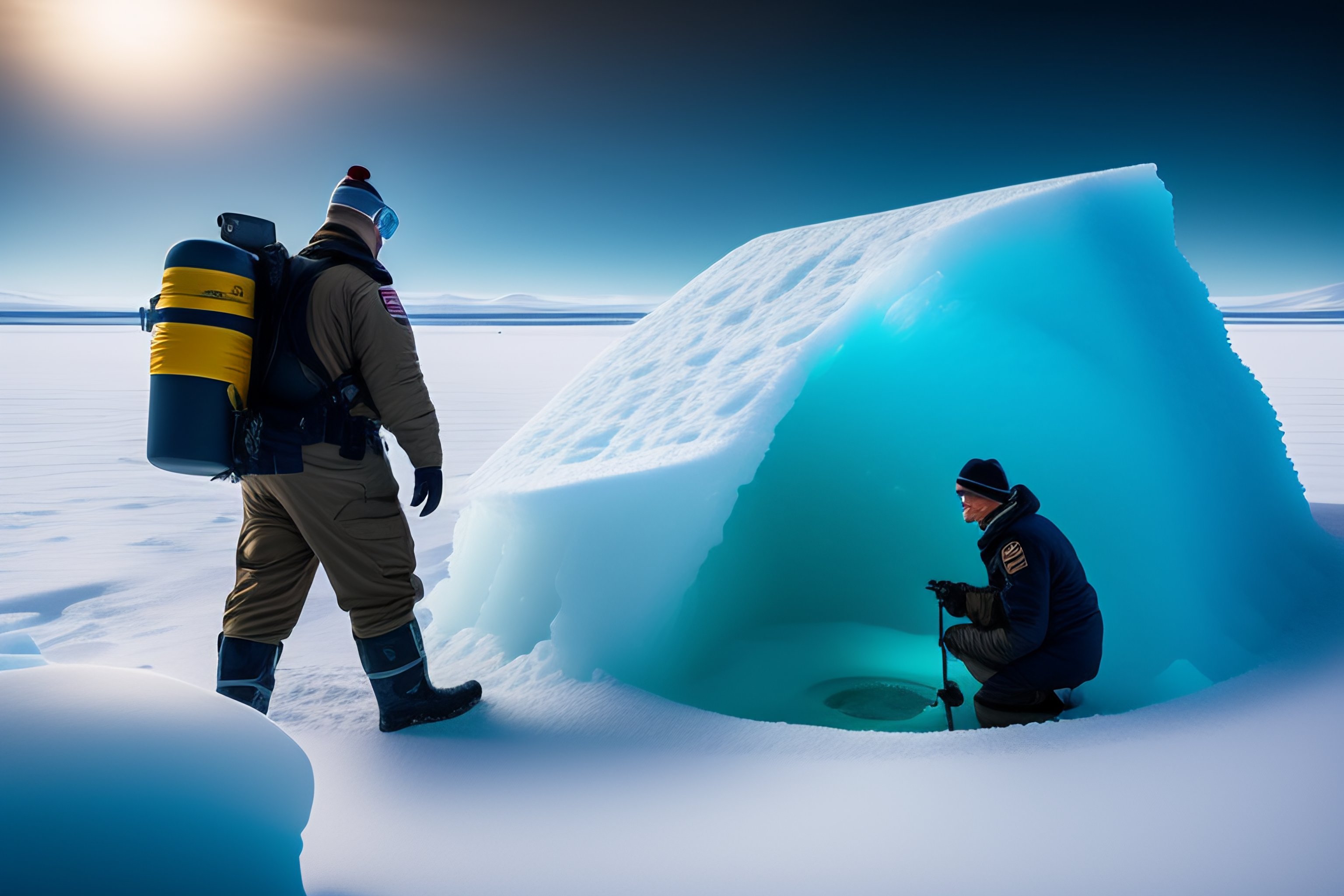 Lexica - Cinematic scene of scientists in the future in the arctic ...