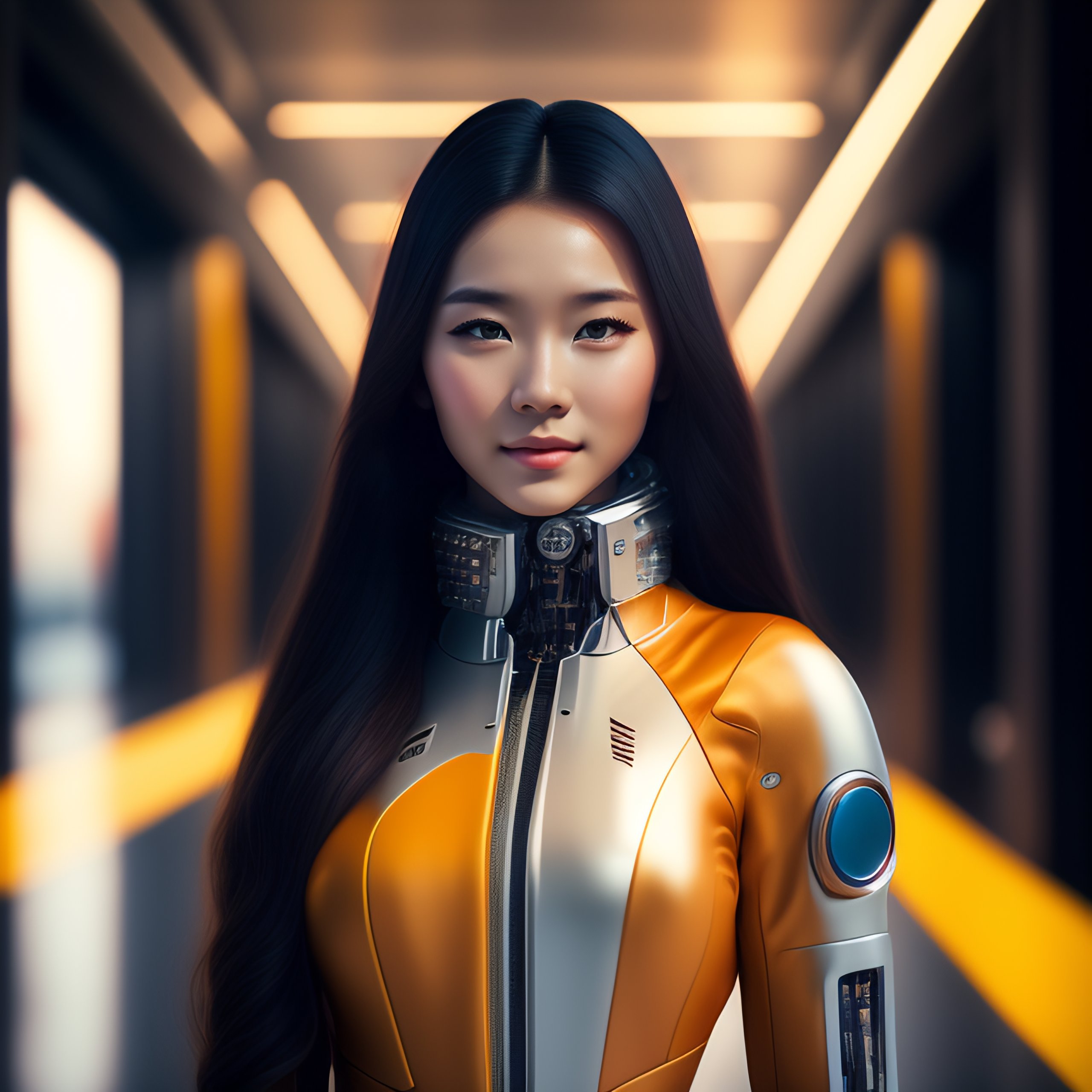 Lexica - Professional photo ofof an young adult cybernetic girl, full ...