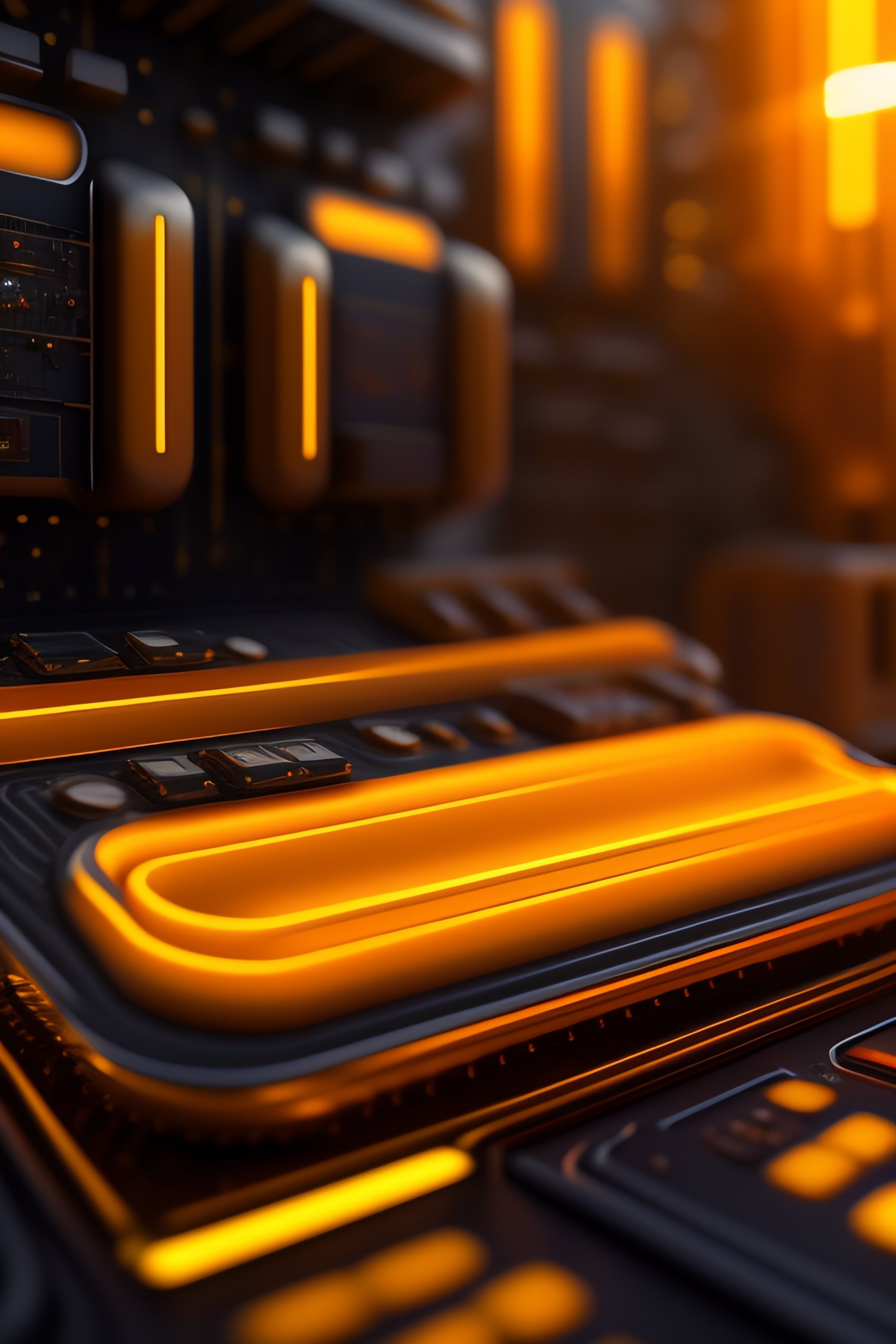 Lexica - Yellow orange scifi greeble corroded metallic control board ...