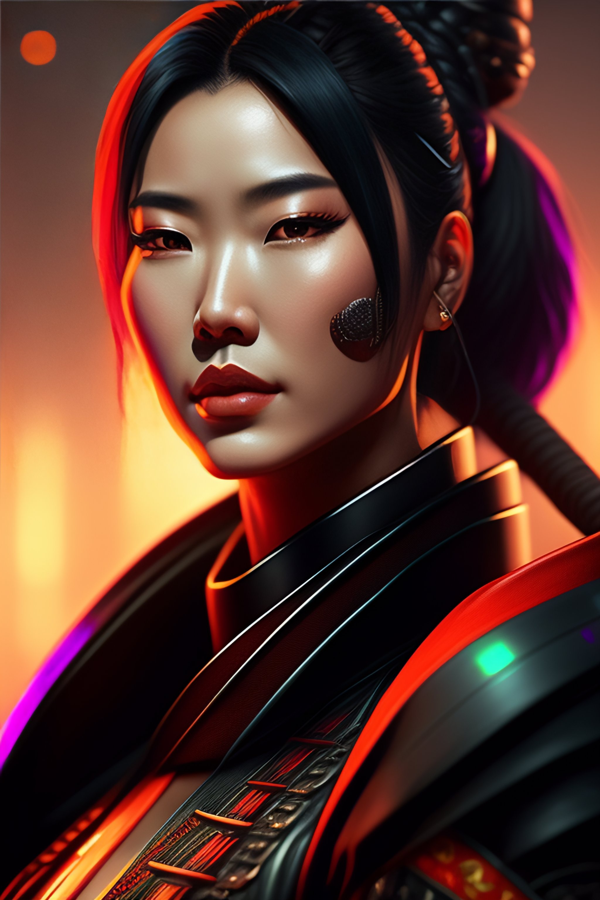Lexica - Portrait of cyberpunk female samurai high detail