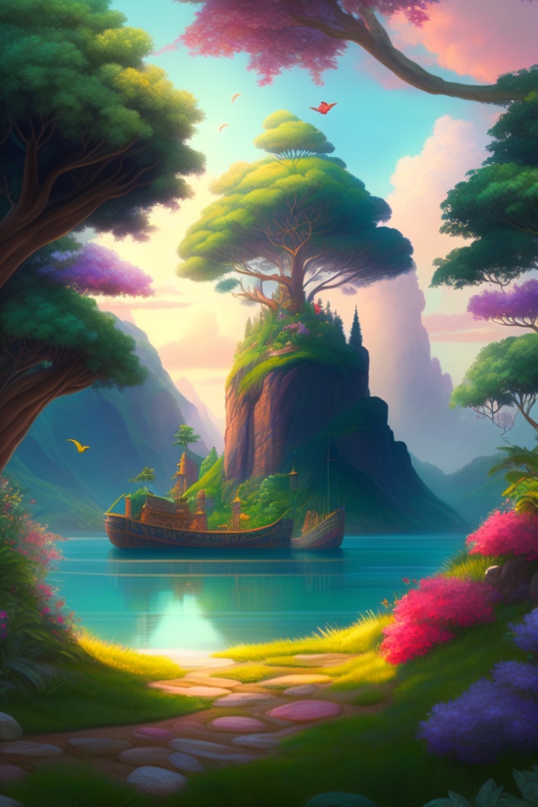Lexica - In the background, the magical island of Neverland should be ...