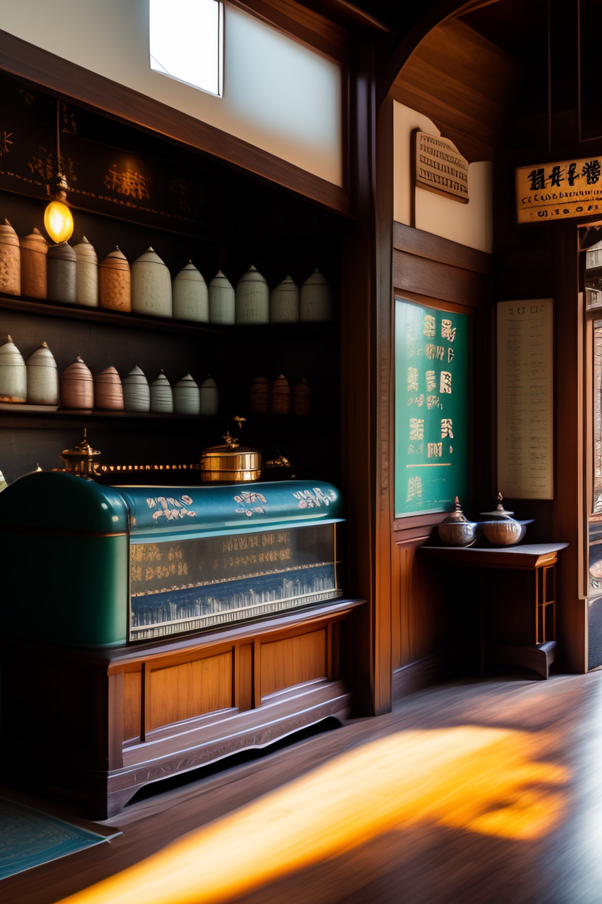 Lexica - Inside view of an old large tea shop which also has three ...